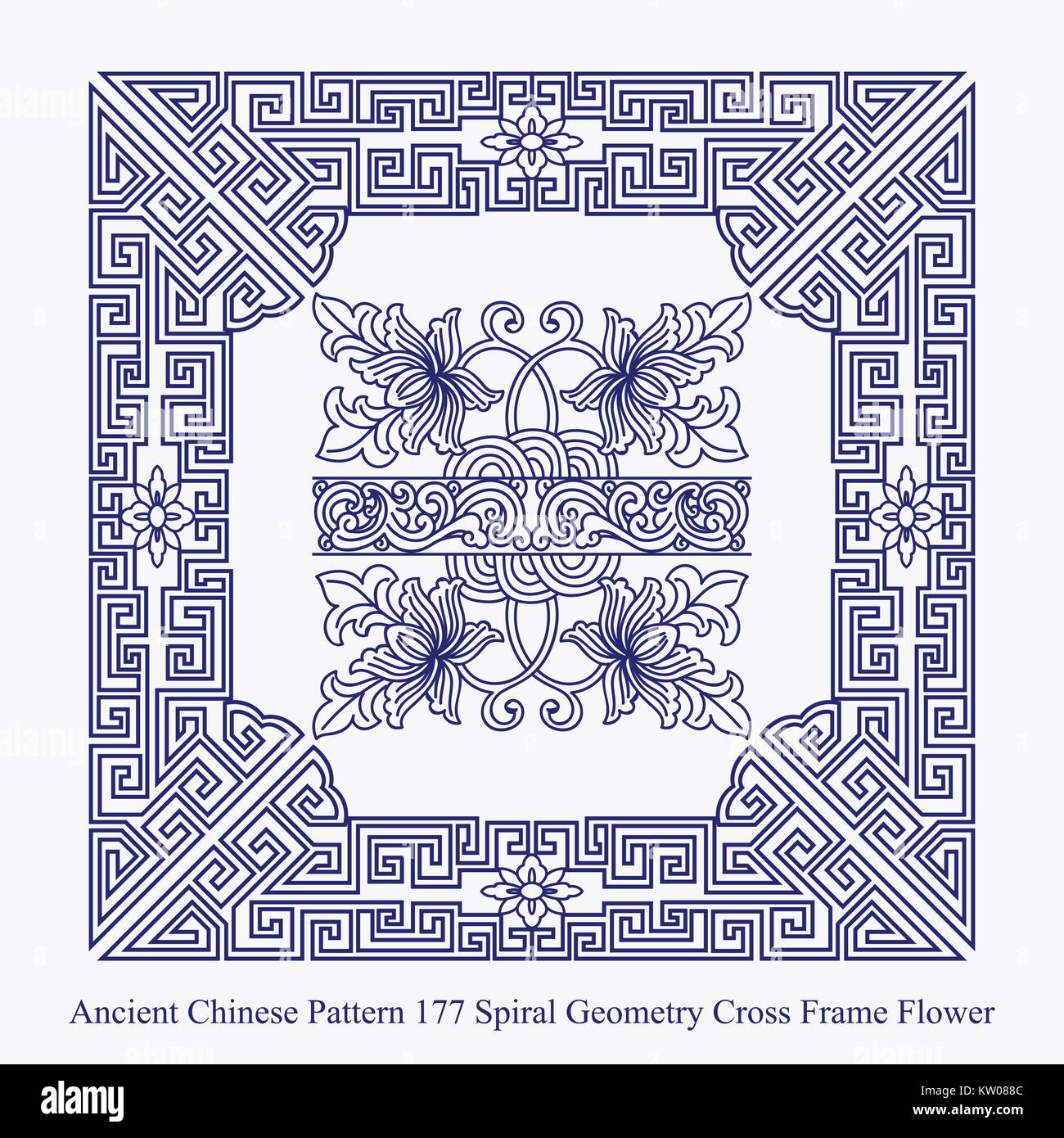 Ancient Chinese Pattern of Spiral Geometry Cross Frame Flower Stock ...