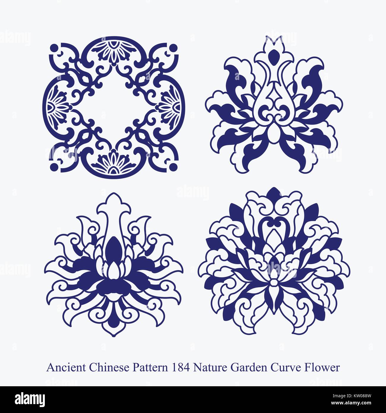 Ancient Chinese Pattern of Nature Garden Curve Flower Stock Vector ...