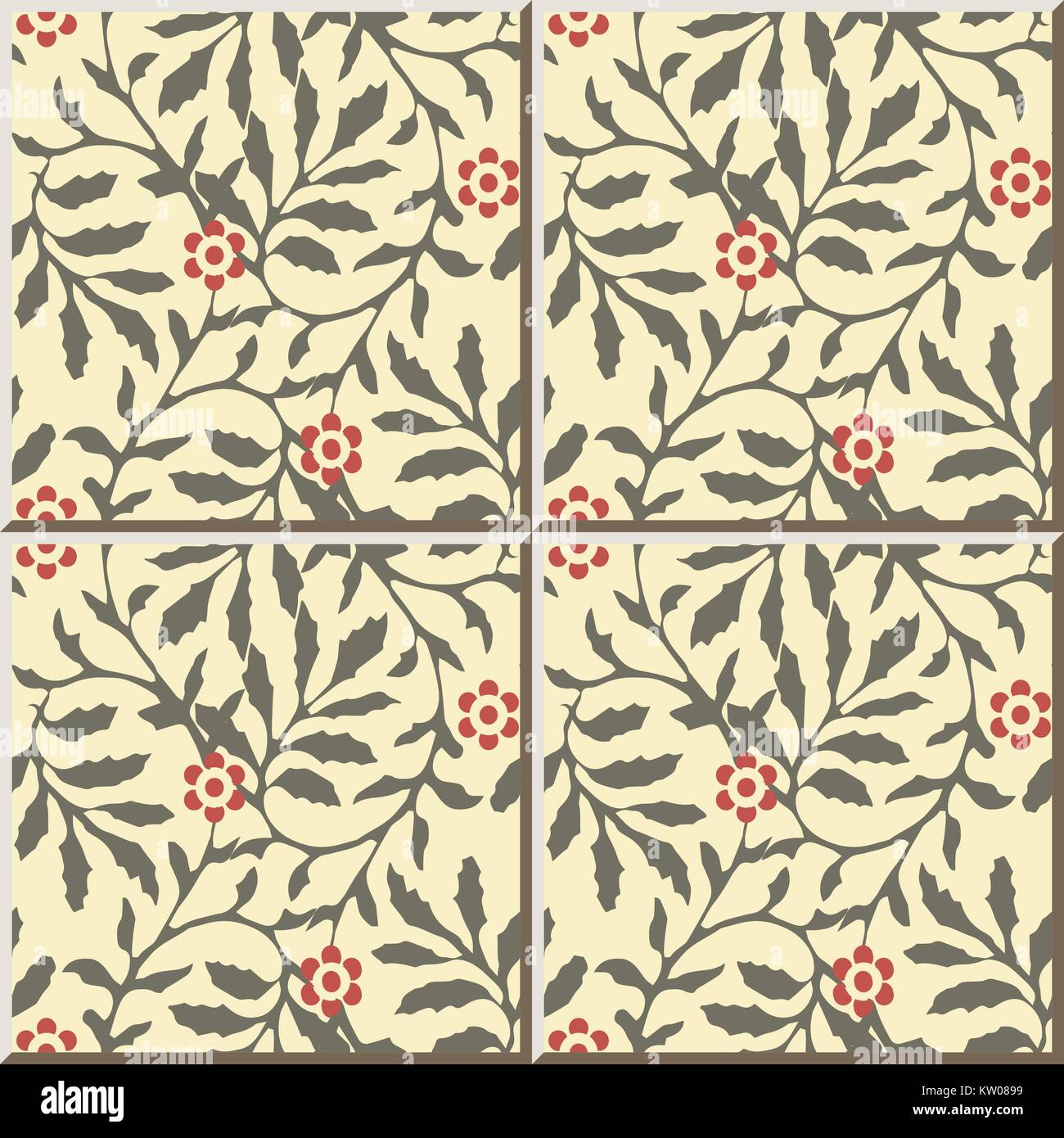 Ceramic tile pattern of garden spiral leaf flower Stock Vector Image ...