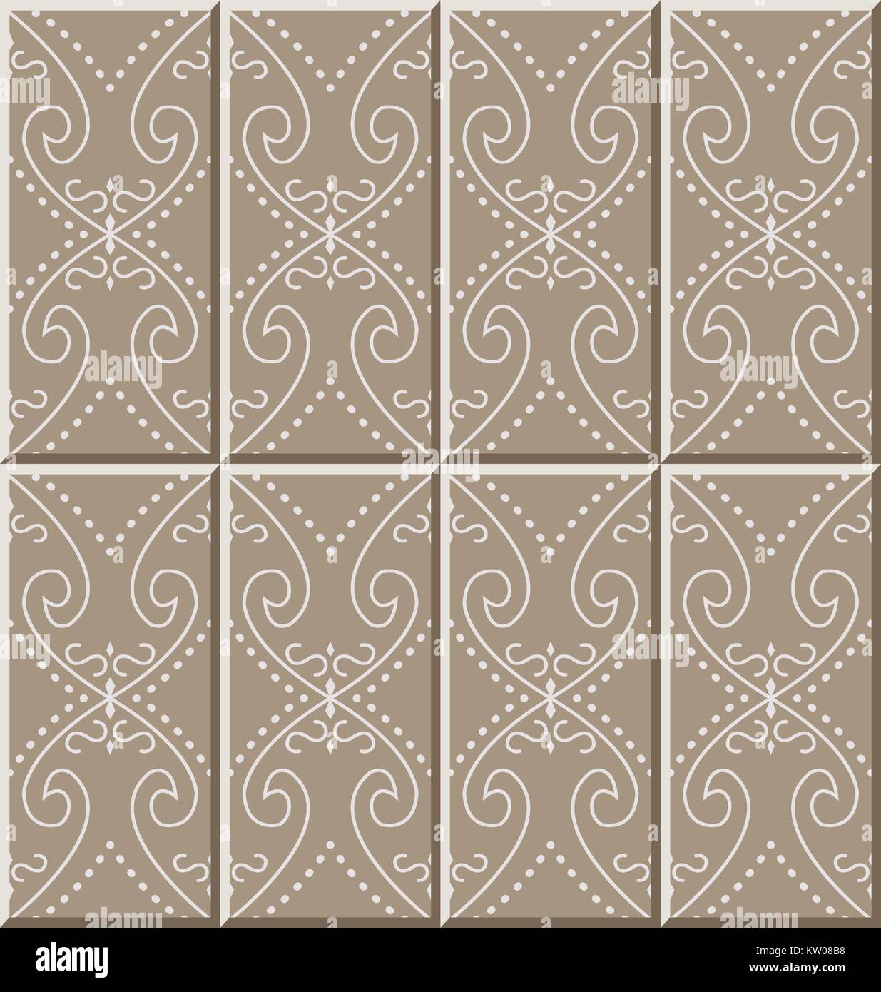 Ceramic tile pattern of brown spiral heart cross dot line Stock Vector ...