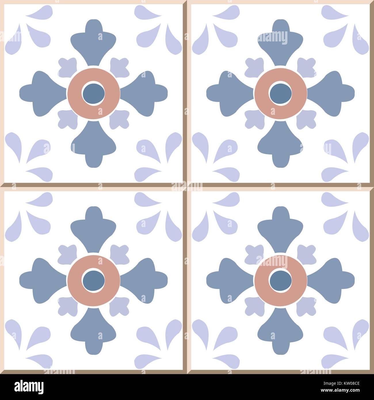 Ceramic tile pattern of light elegant blue flower Stock Vector Image ...