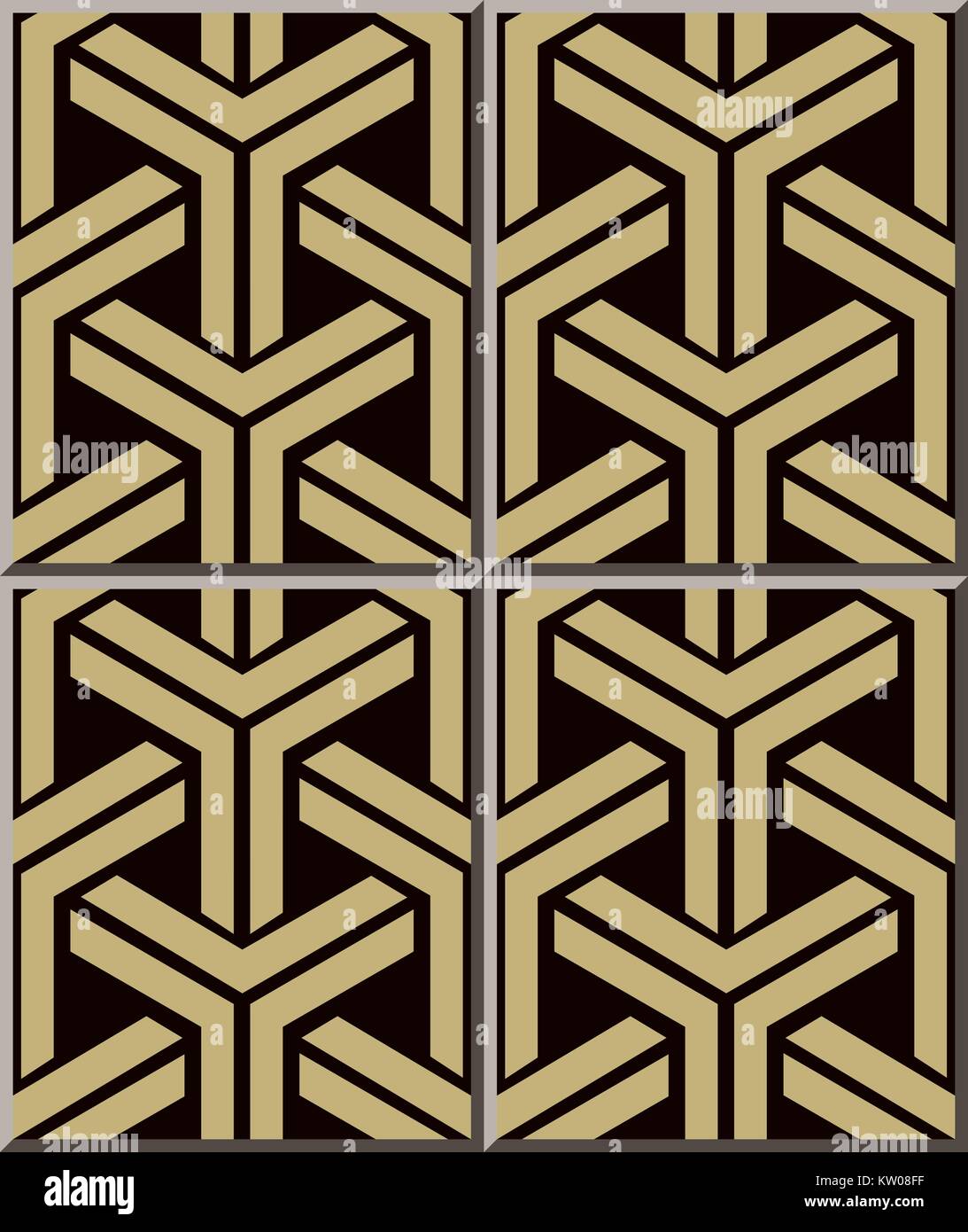 Ceramic tile pattern of 3D triangle geometry cross frame Stock Vector ...