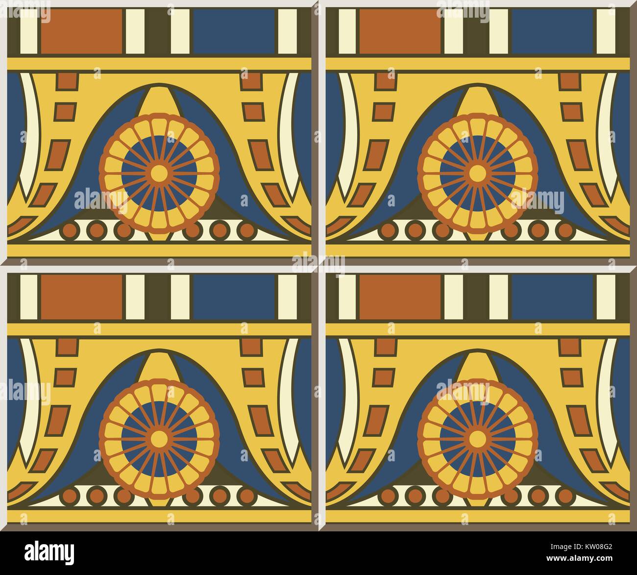 Ceramic tile pattern of round flower curve square geometry Stock Vector ...