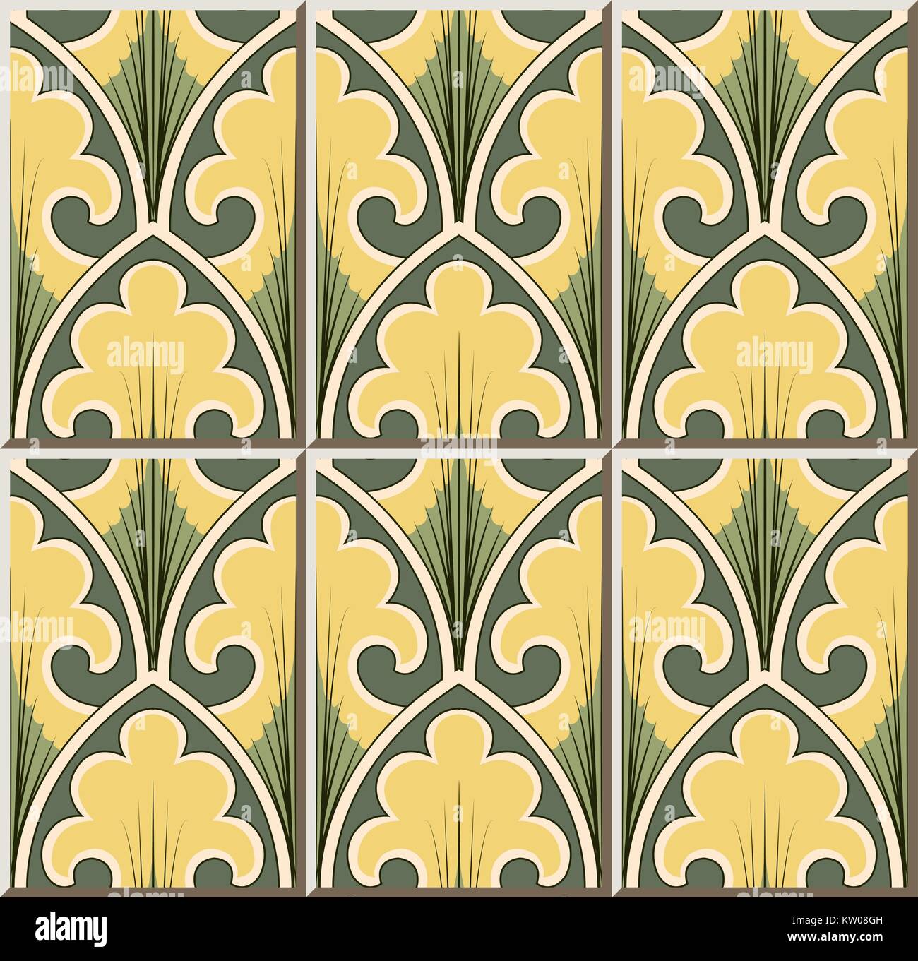 Ceramic tile pattern of curve cross garden leaf Stock Vector Image ...