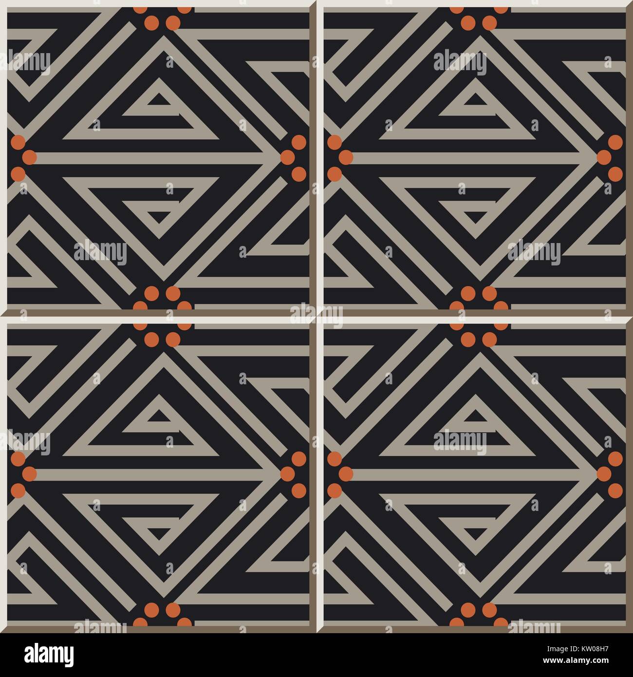Ceramic tile pattern of geometry spiral triangle line dot Stock Vector ...