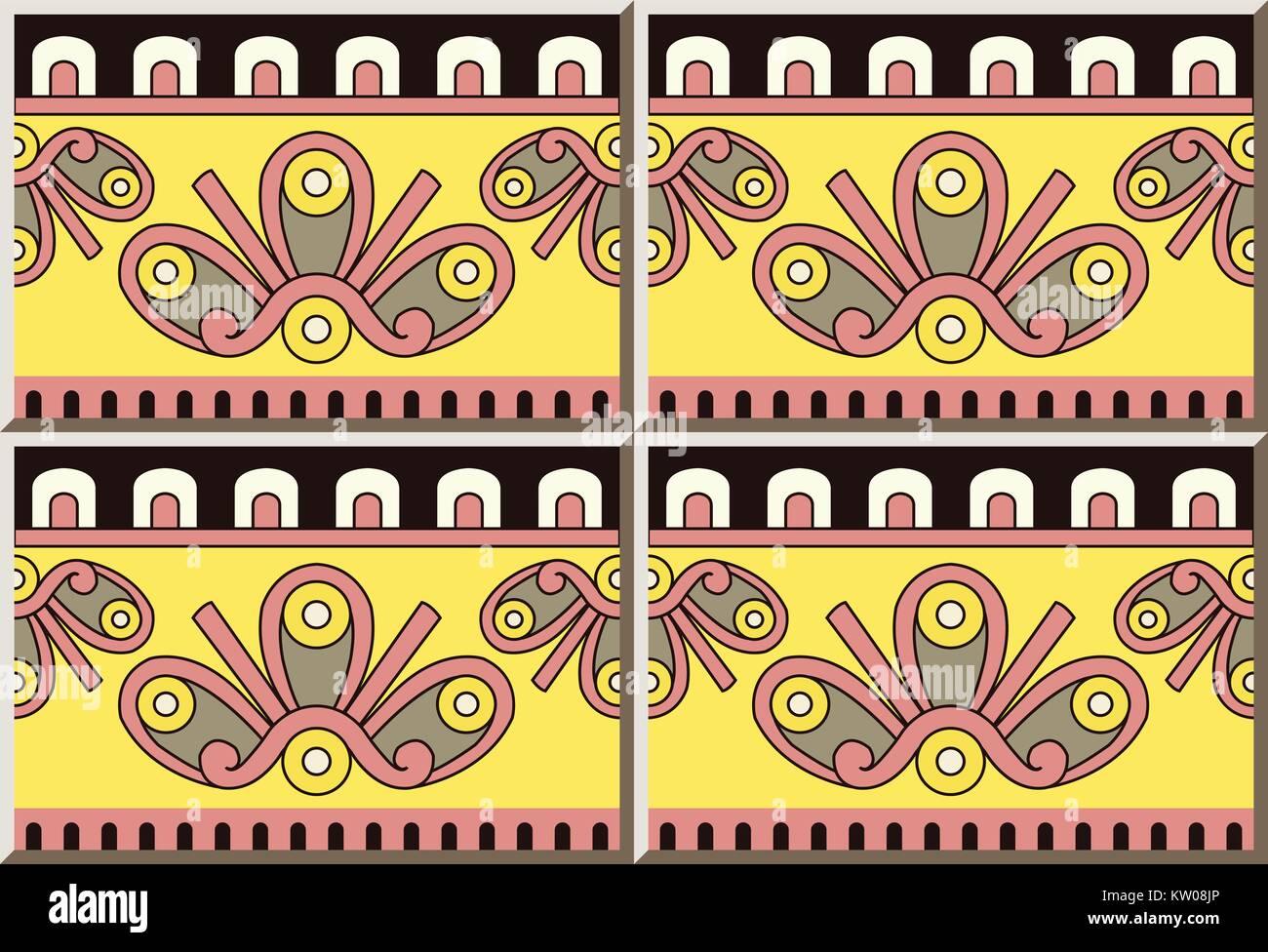 Ceramic tile pattern of primitive round curve spiral Stock Vector Image ...