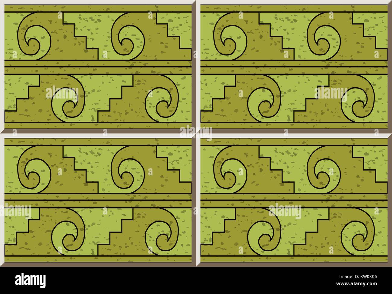 Ceramic tile pattern of primitive green spiral curve ladder geometry ...