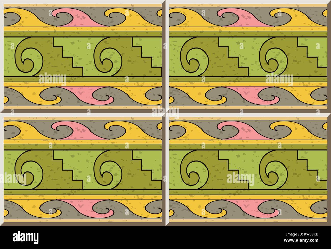 Ceramic tile pattern of primitive spiral curve wave geometry Stock ...