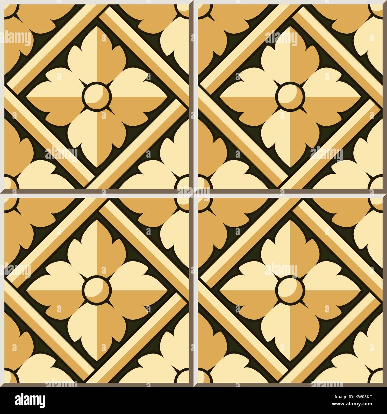 Ceramic tile pattern of cross check round flower Stock Vector Image ...