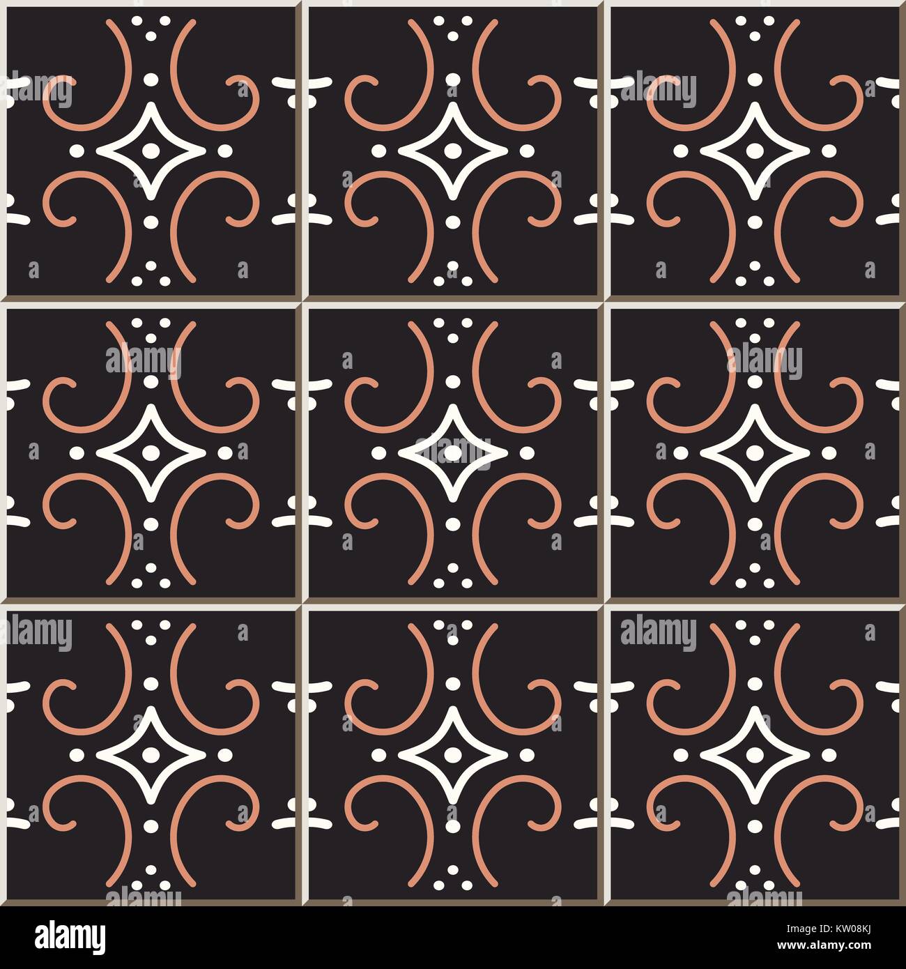 Ceramic tile pattern of round spiral curve cross dot line Stock Vector ...