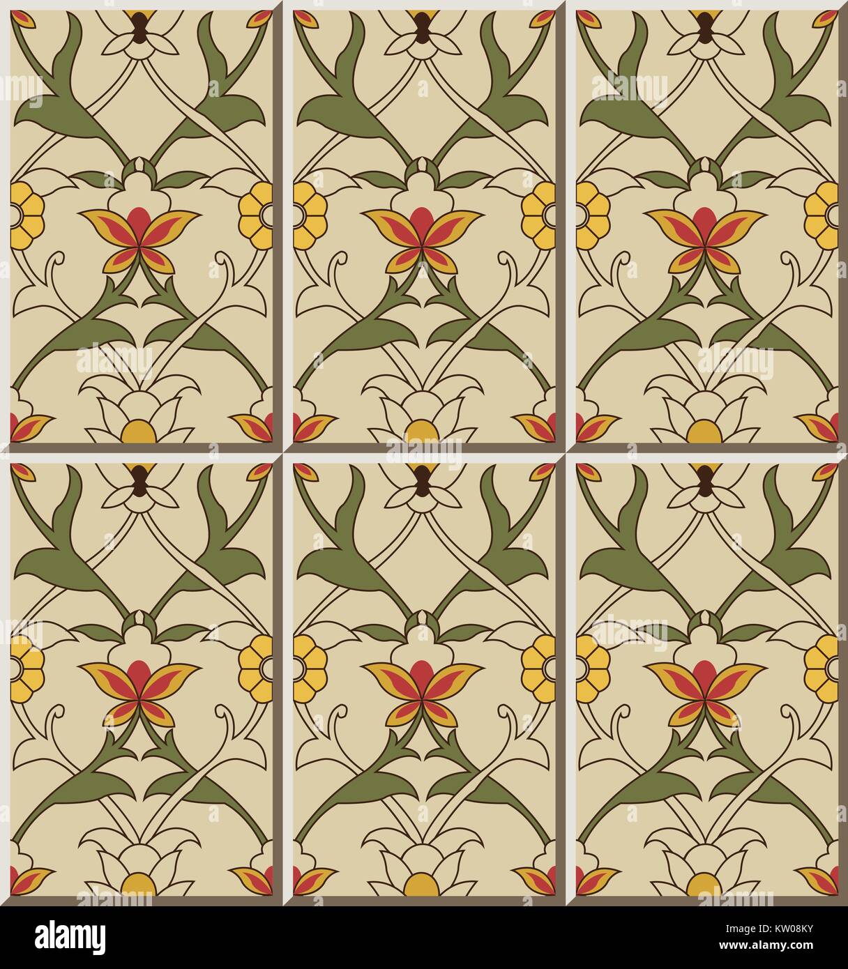 Ceramic tile pattern of spiral cross round nature vine flower Stock ...