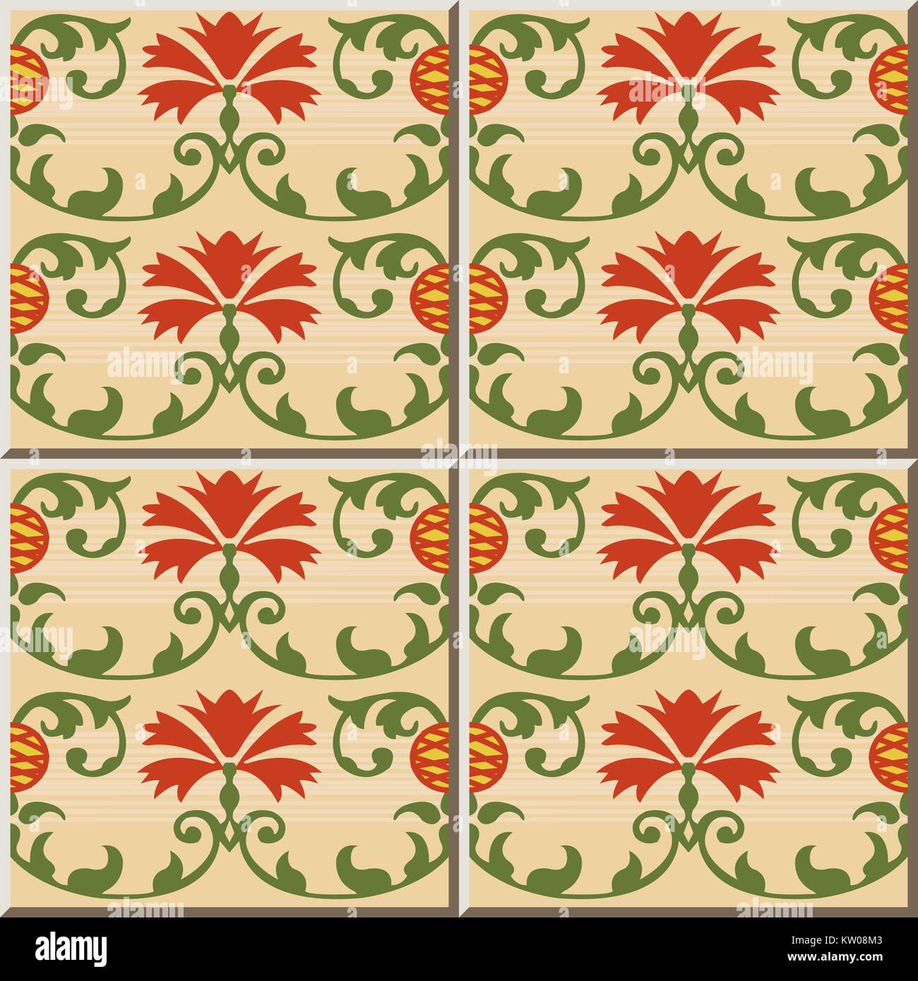 Ceramic tile pattern of spiral curve vine flower Stock Vector Image ...