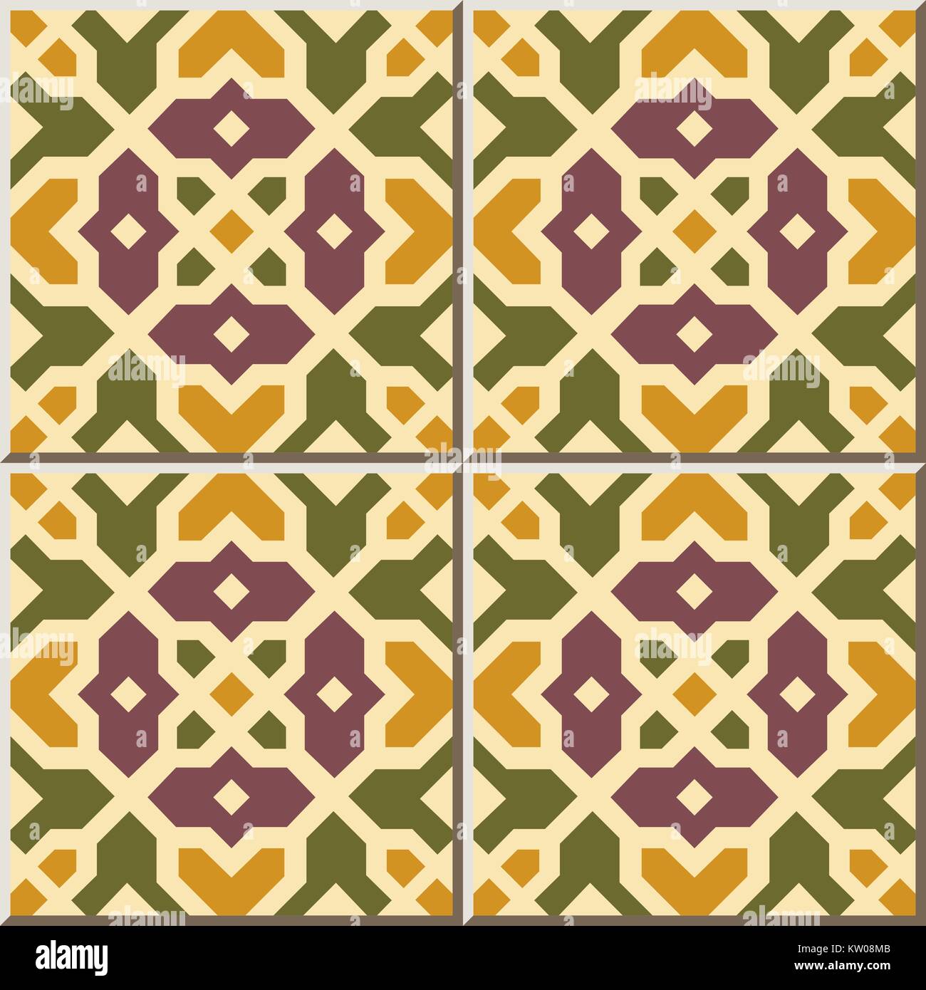 Ceramic tile pattern of square star cross geometry kaleidoscope Stock ...