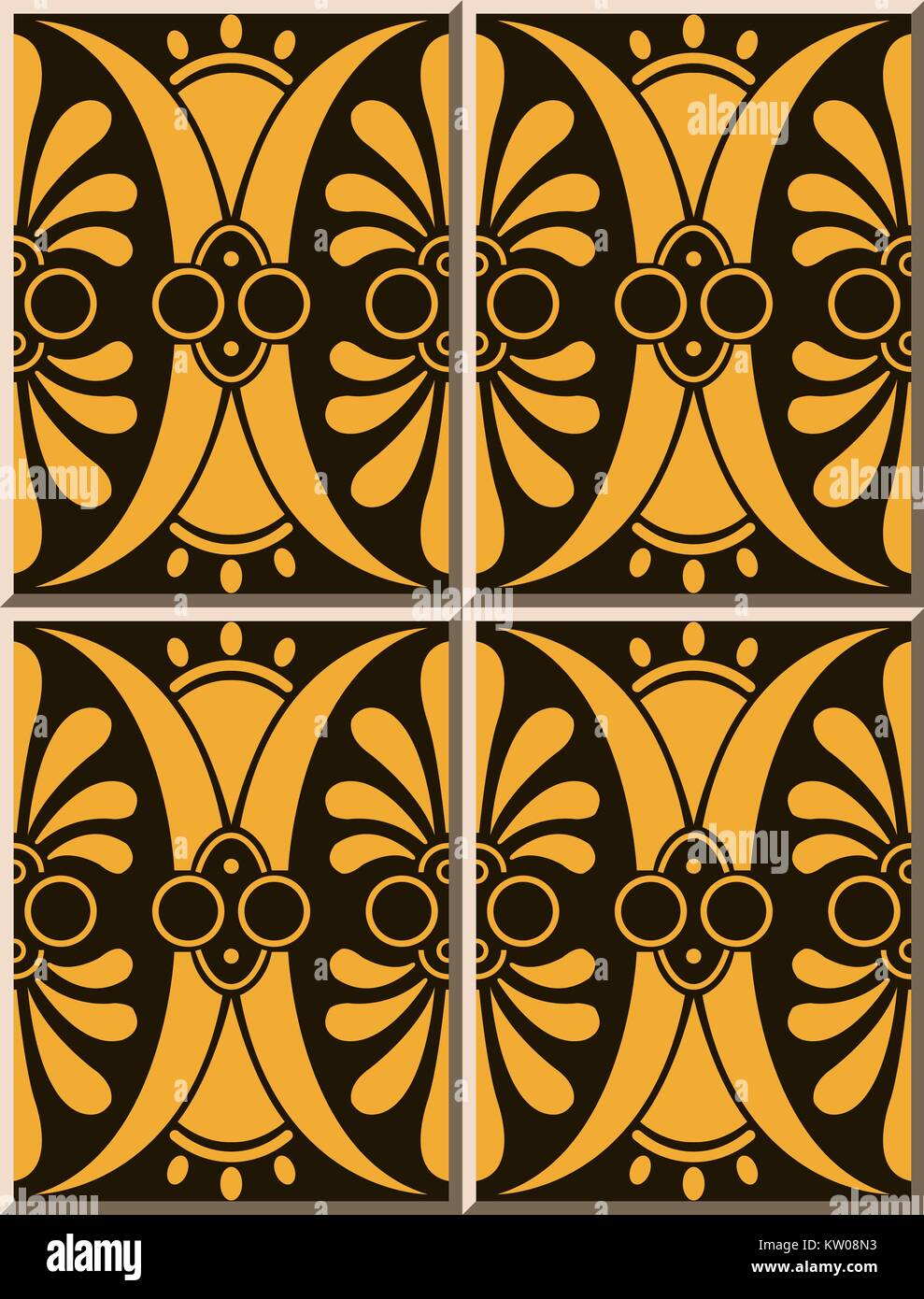 Ceramic tile pattern of yellow curve oval round garden leaf Stock ...
