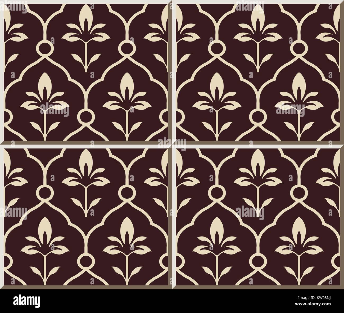 Ceramic tile pattern of curve round cross flower frame Stock Vector ...