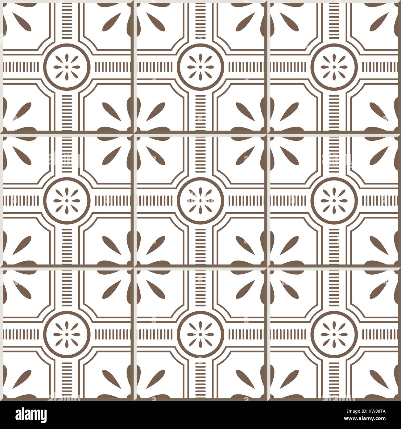 Ceramic tile pattern gold round square cross line frame flower Stock ...