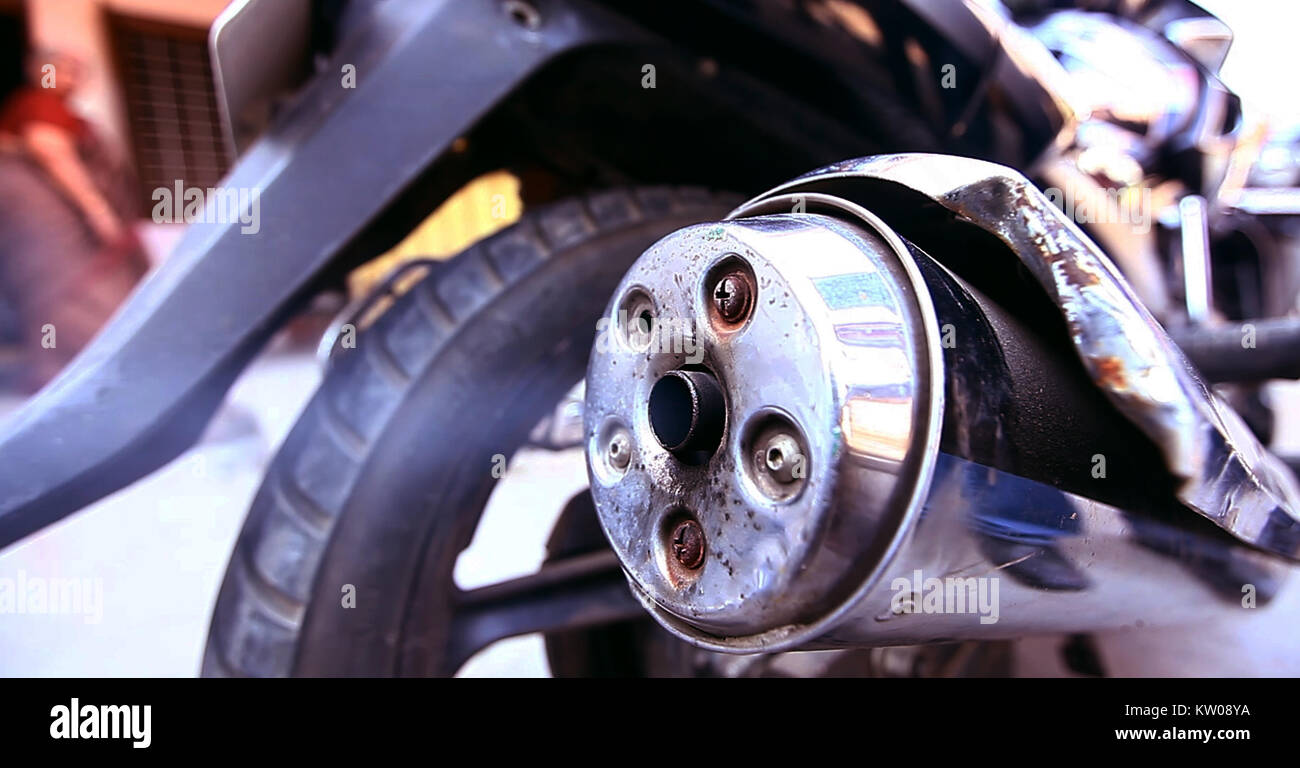 Bike silencer smoke from the exhaust motorcycle Stock Photo - Alamy
