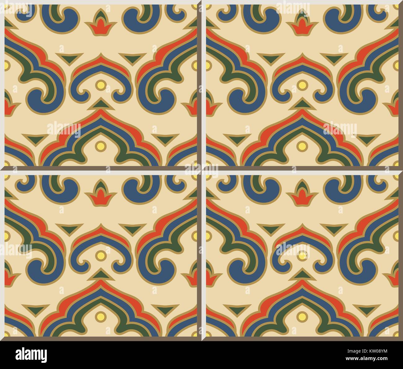Ceramic tile pattern Chinese curve spiral cross royal frame geometry ...