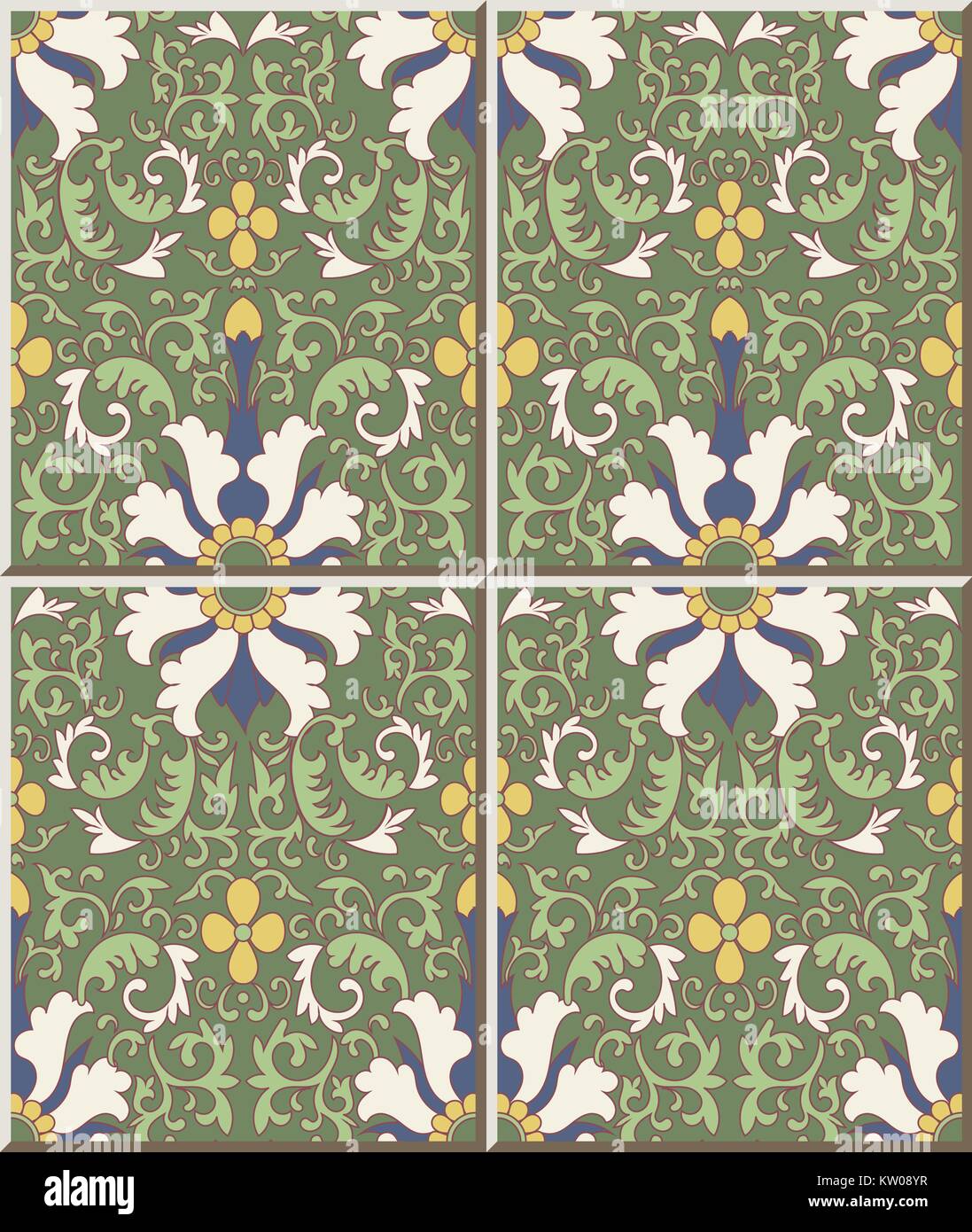 Ceramic tile pattern botanic garden spiral curve cross leaf flower ...
