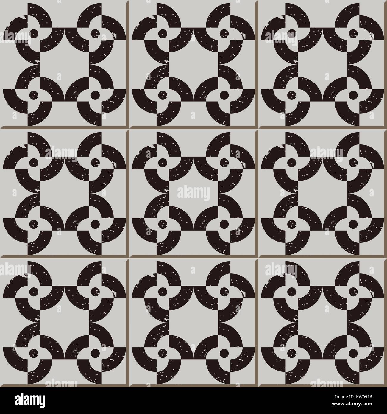 Ceramic tile pattern of worn out spiral round flower Stock Vector Image ...