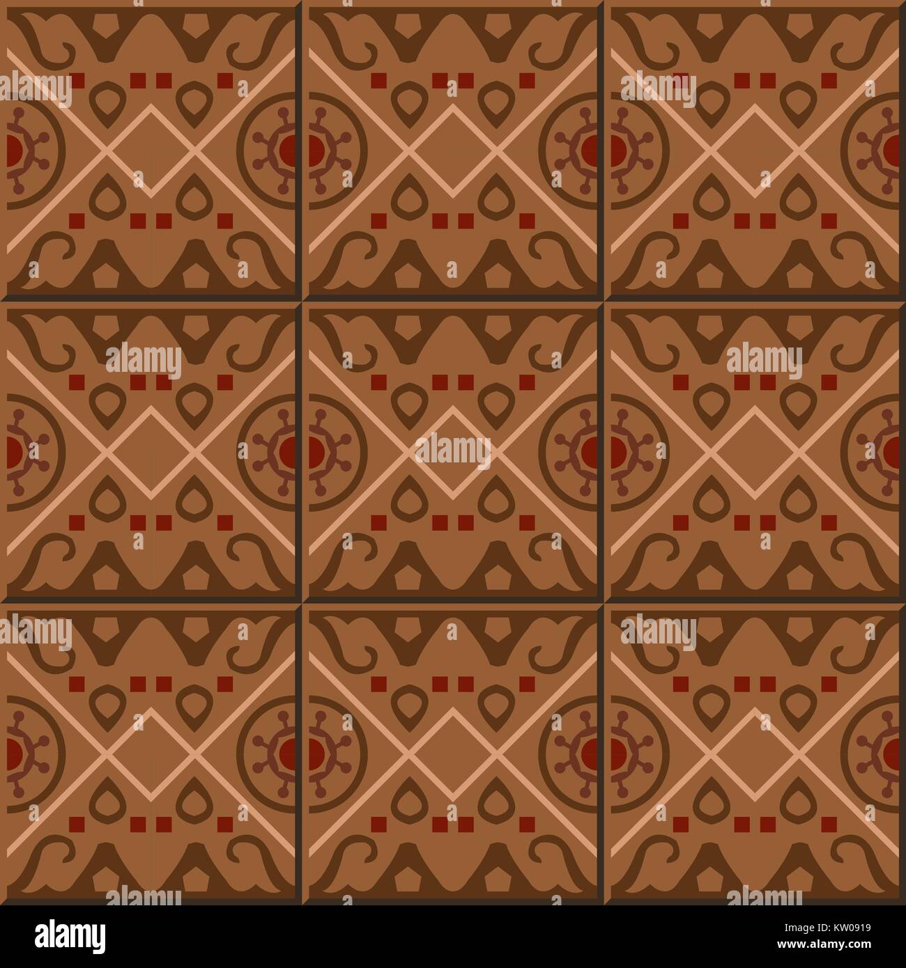 Ceramic tile pattern of aboriginal brown round cross square Stock ...