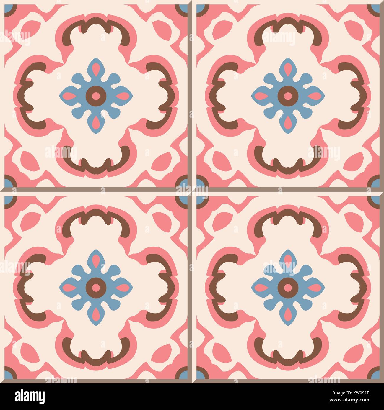 Ceramic tile pattern of pink flower kaleidoscope Stock Vector Image ...