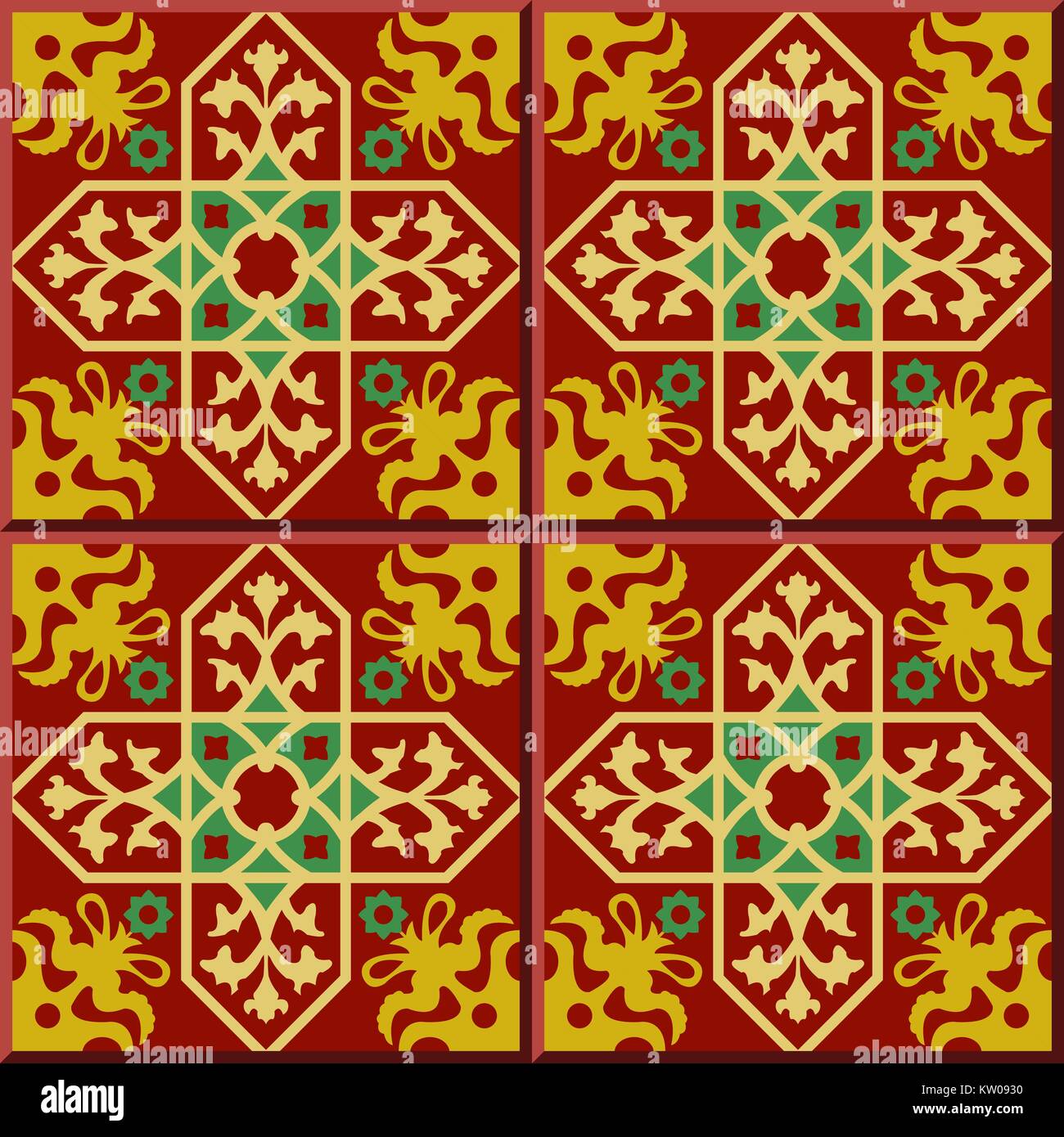 Ceramic tile pattern of royal red cross flower Stock Vector Image & Art ...
