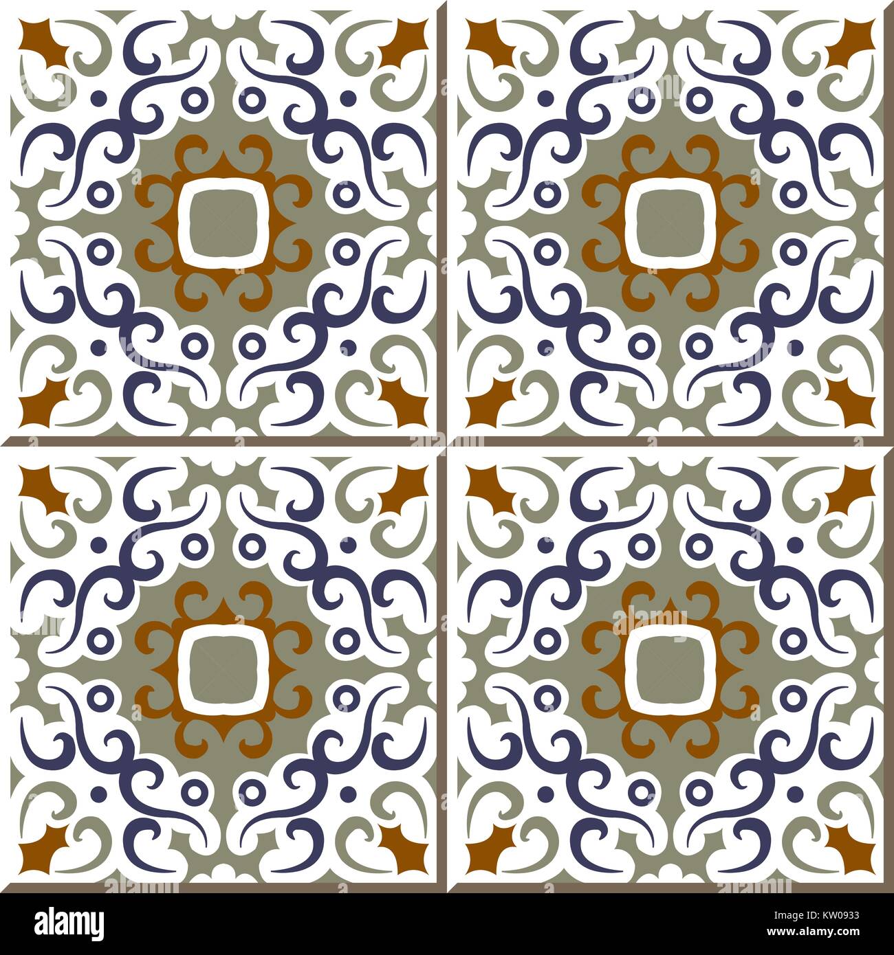 Ceramic tile pattern of spiral round curve vine Stock Vector Image ...