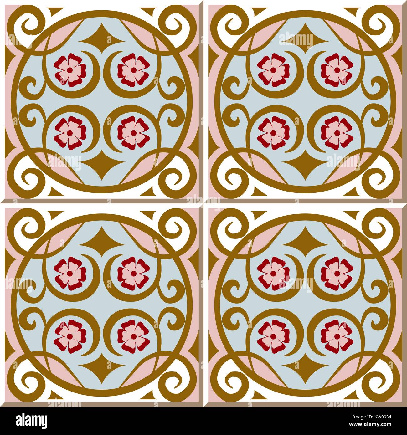 Ceramic tile pattern of round spiral round pink flower Stock Vector ...