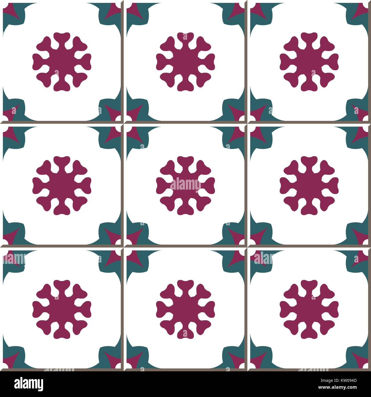 Ceramic tile pattern of vintage flower geometry Stock Vector Image ...