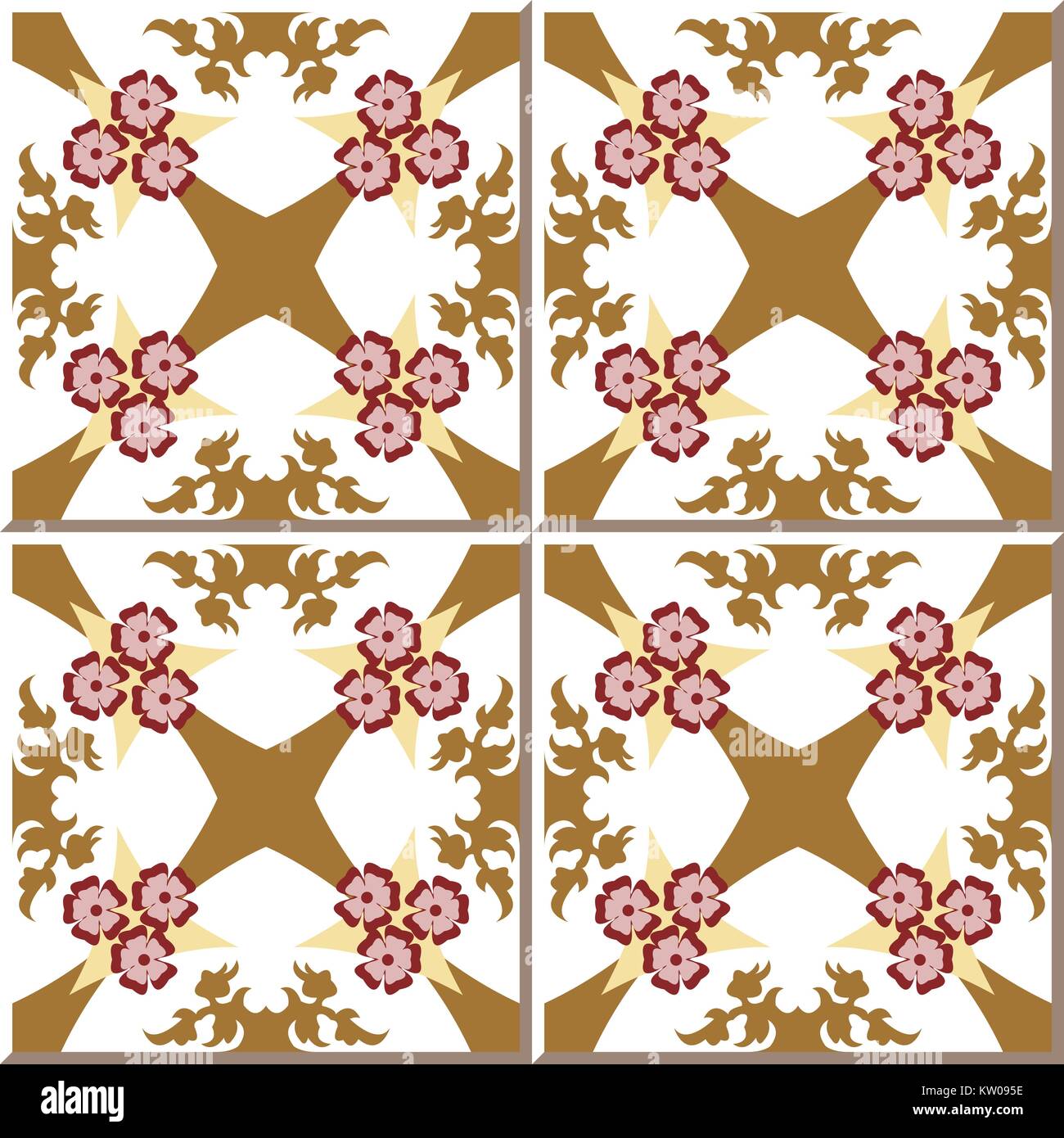 Ceramic tile pattern of cross flower geometry Stock Vector Image & Art ...
