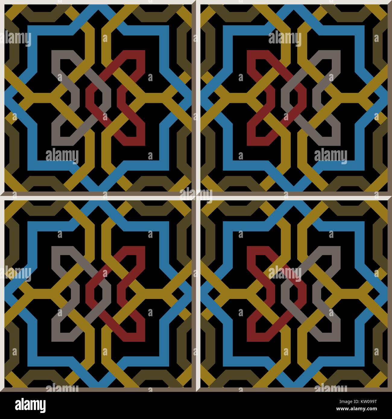 Ceramic tile pattern of black geometry line cross Stock Vector Image ...