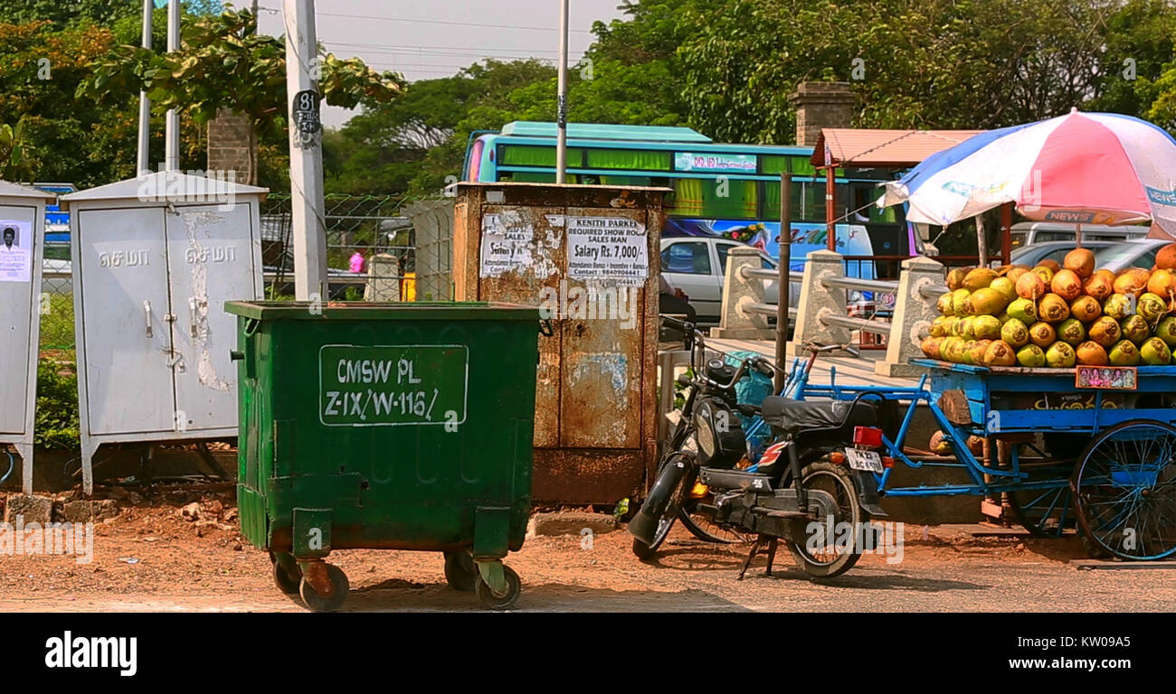 Trash can dustbins in outside, image of a garbage bins in nature ...