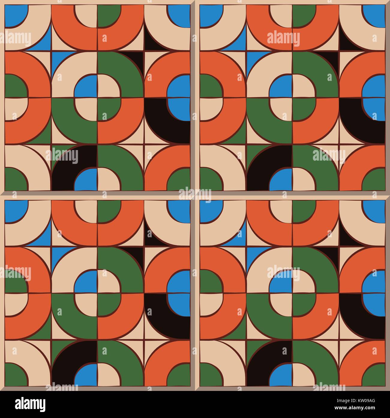 Ceramic tile pattern of round corner square mosaic cross geometry Stock ...