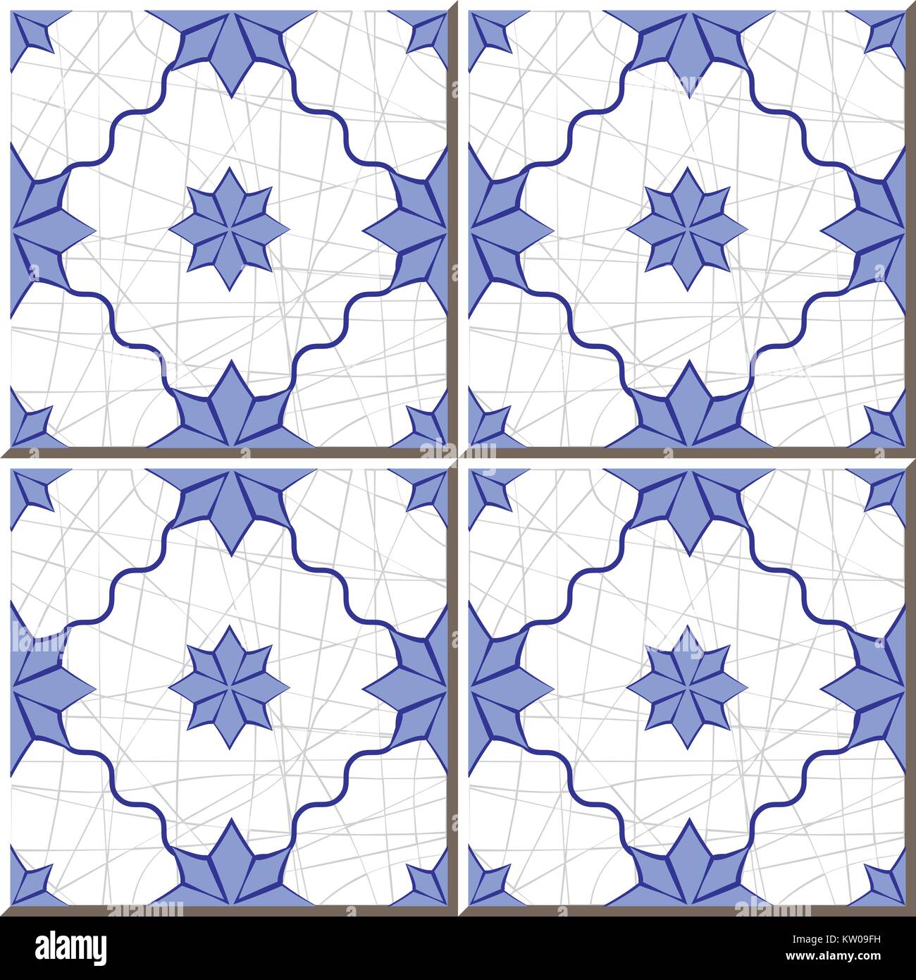 Ceramic tile pattern of elegant blue star wave curve cross flower Stock ...