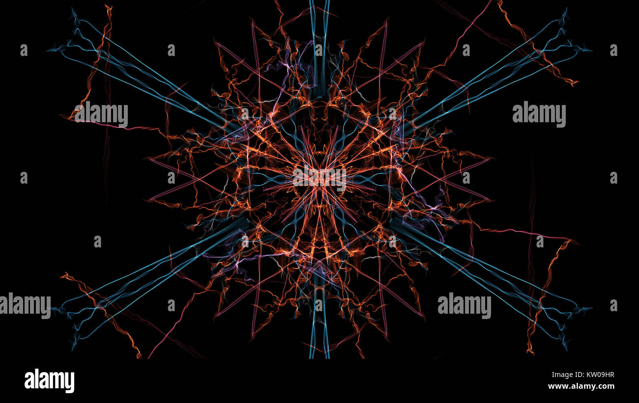 Colorful neon abstract symmetrical lights. Silk symmetry series Stock ...