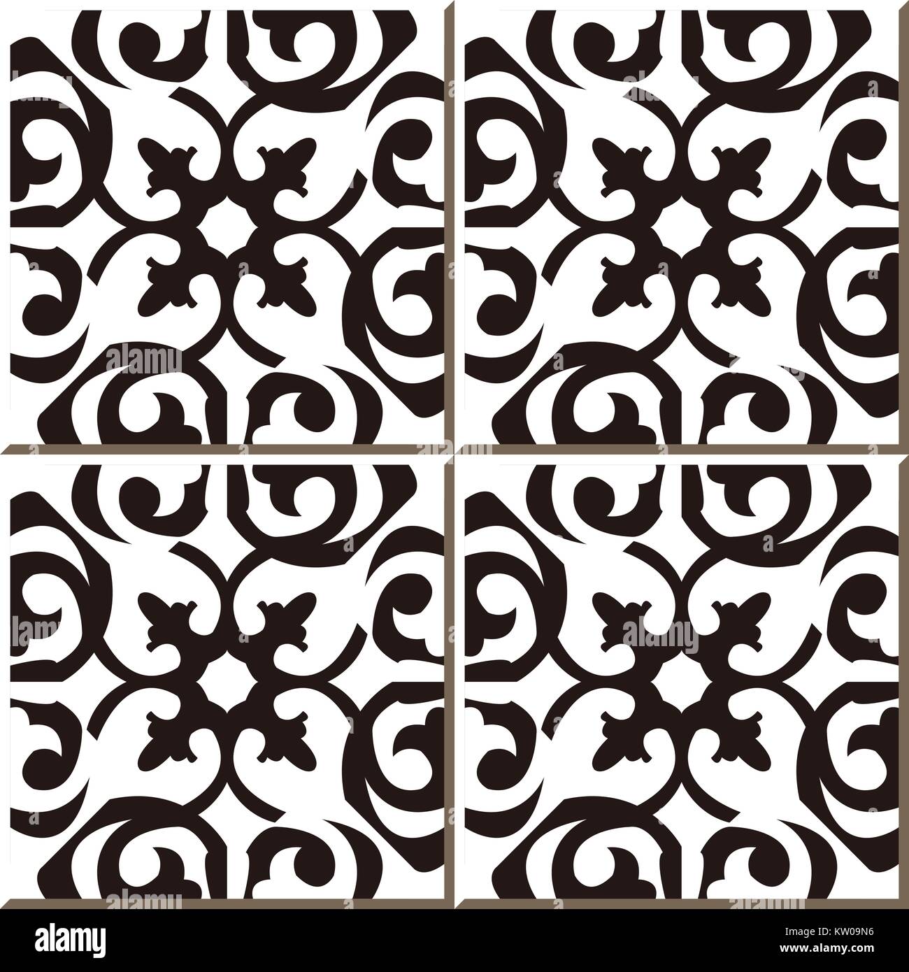 Ceramic tile pattern of black white curve spiral cross Stock Vector ...
