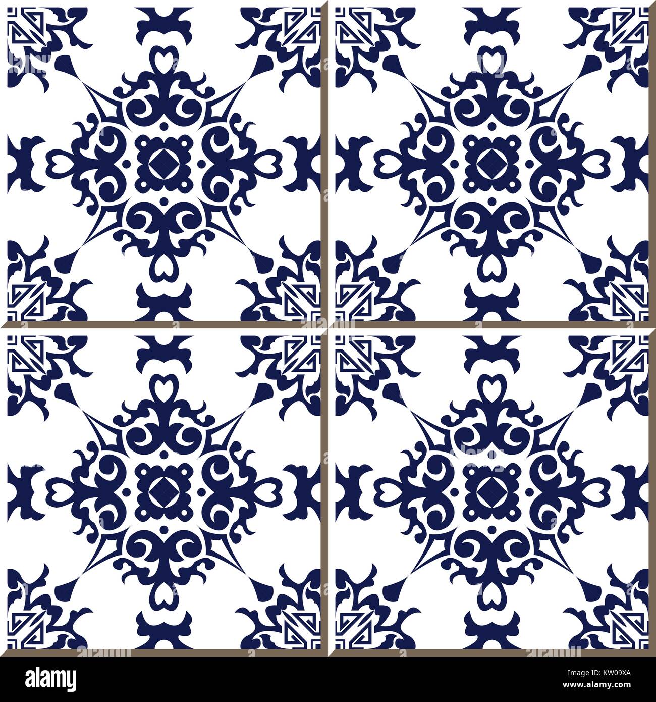 Ceramic tile pattern of retro blue spiral cross Stock Vector Image ...