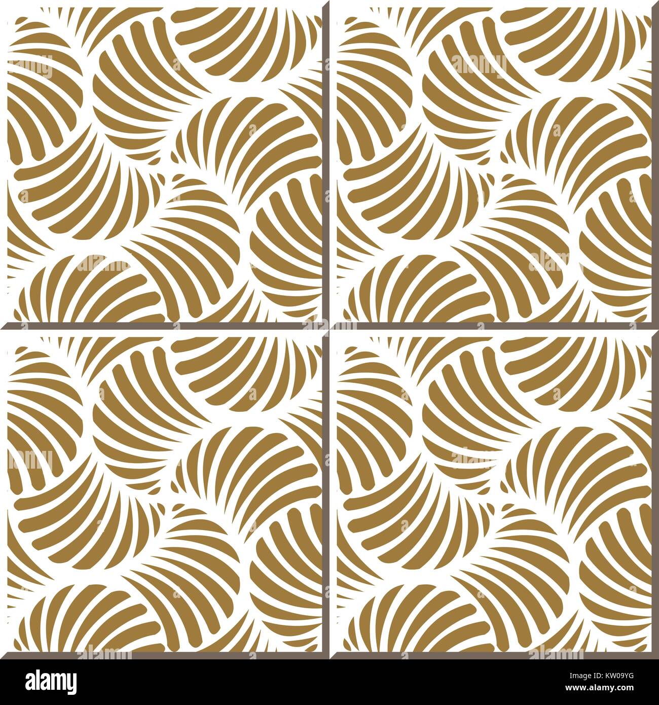 Ceramic tile pattern of golden fan seashell Stock Vector Image & Art ...