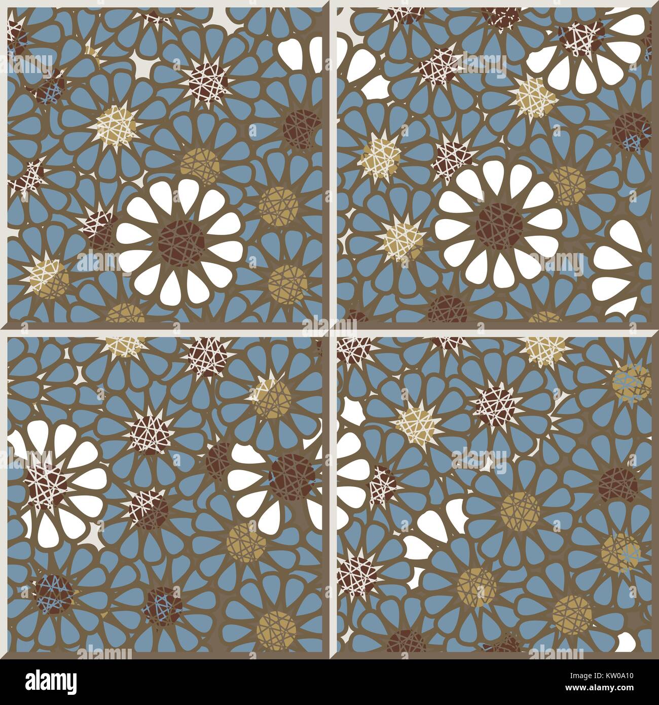 Ceramic tile pattern of retro round daisy flower Stock Vector Image ...