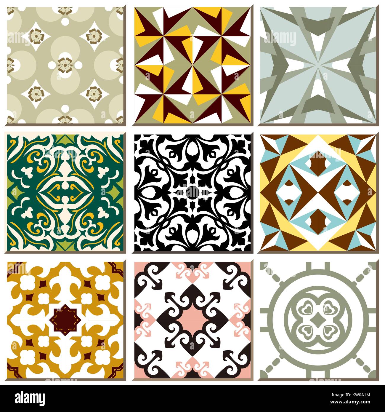 Lisbon antique retro ceramic tile pattern combo collection set Stock ...