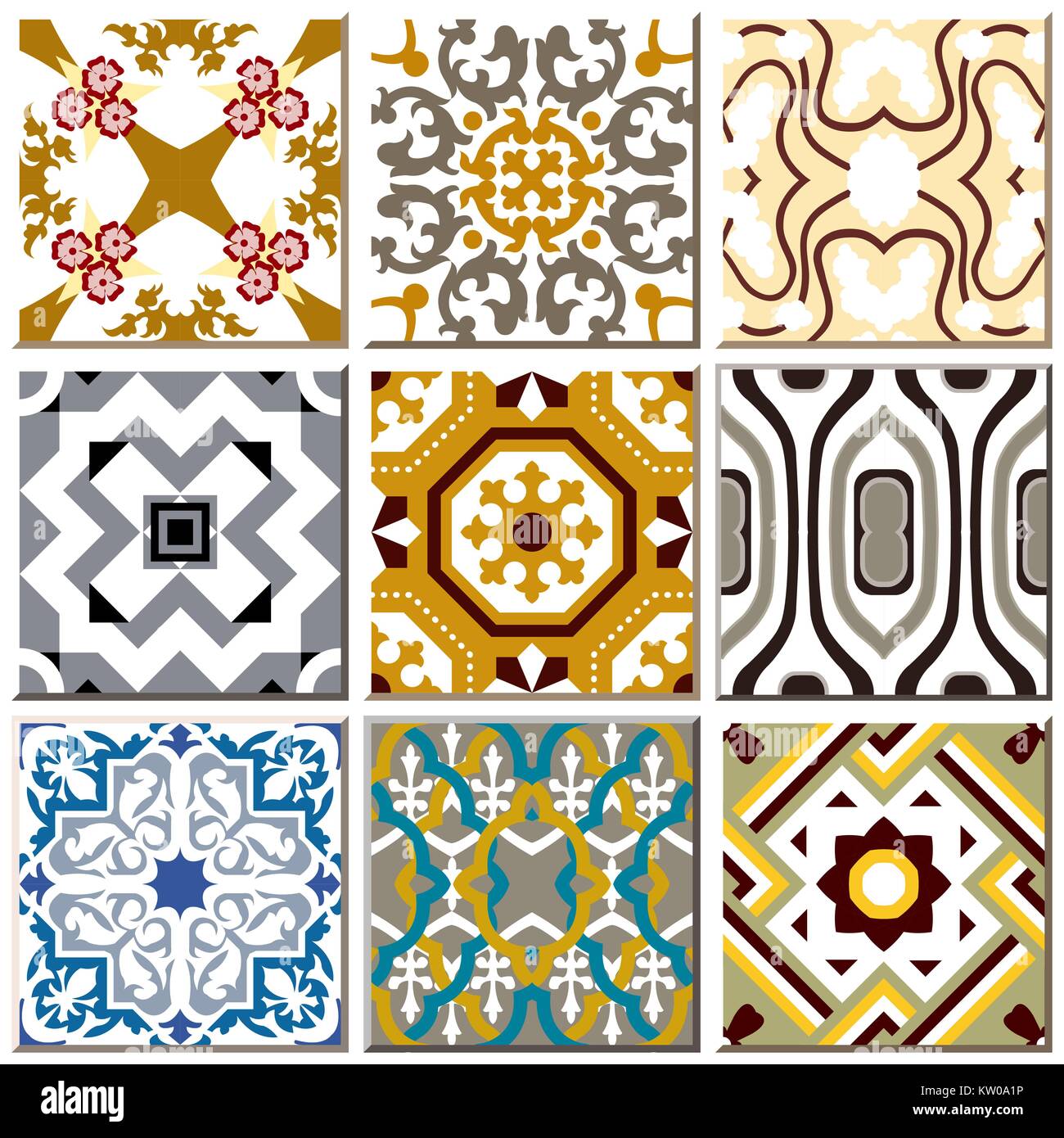 Lisbon antique retro ceramic tile pattern combo collection set Stock ...