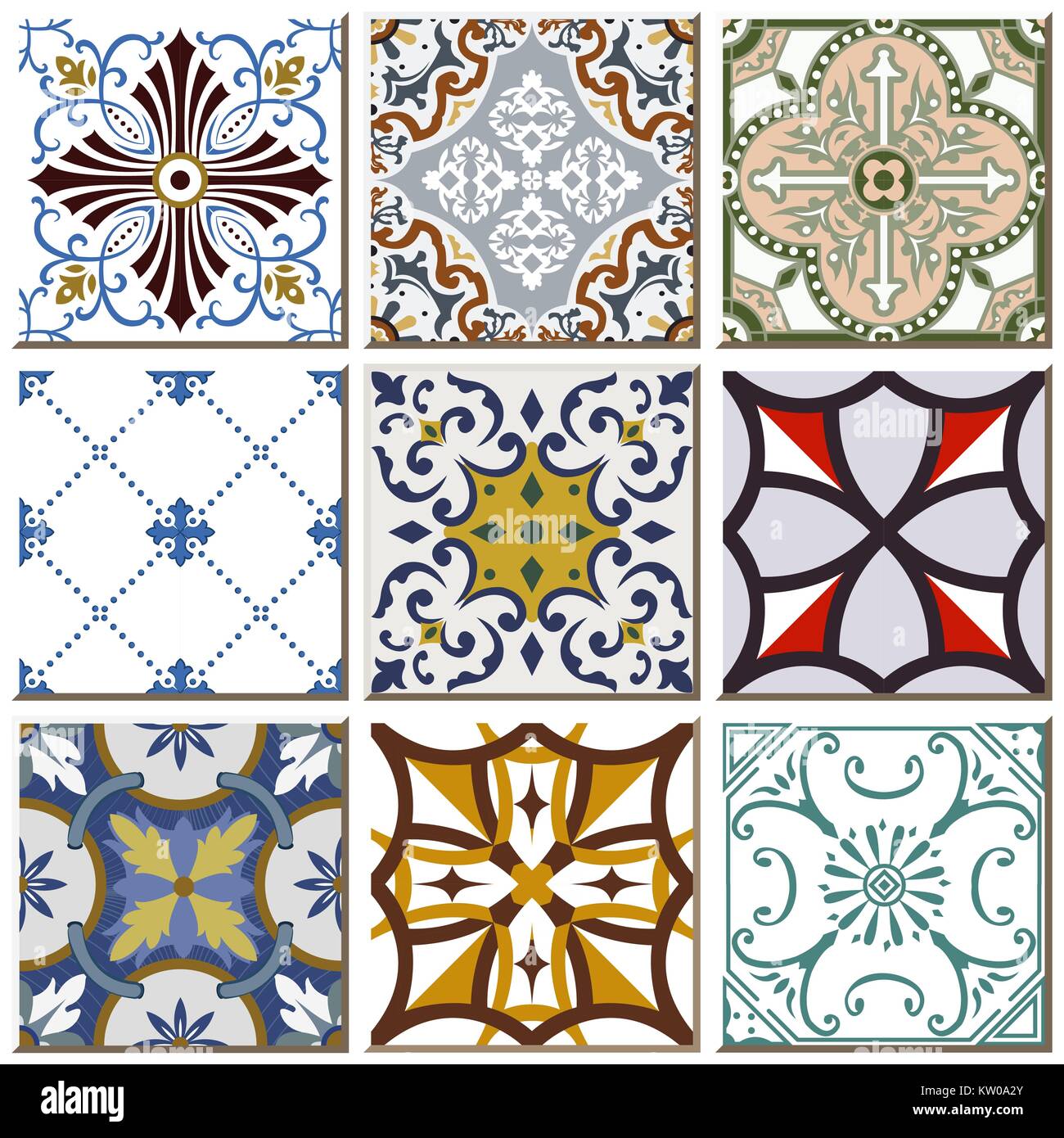 Lisbon antique retro ceramic tile pattern combo collection set Stock ...