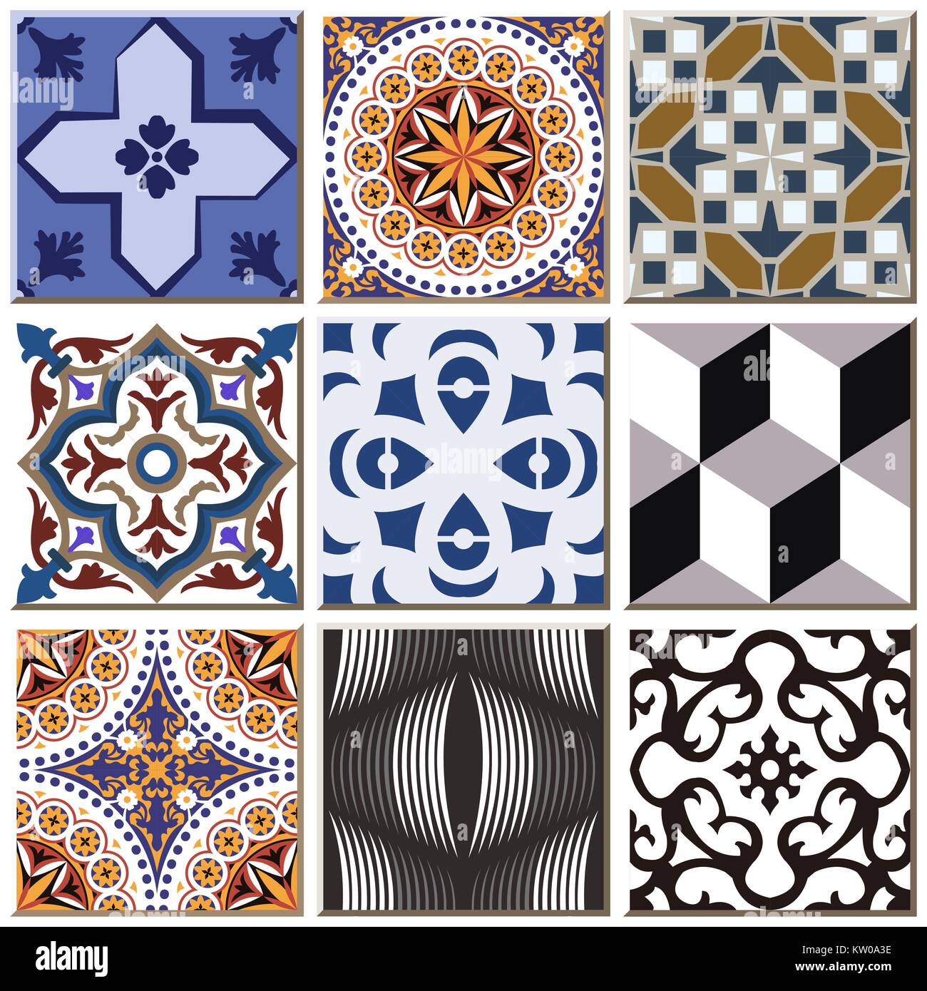 Lisbon antique retro ceramic tile pattern combo collection set Stock ...