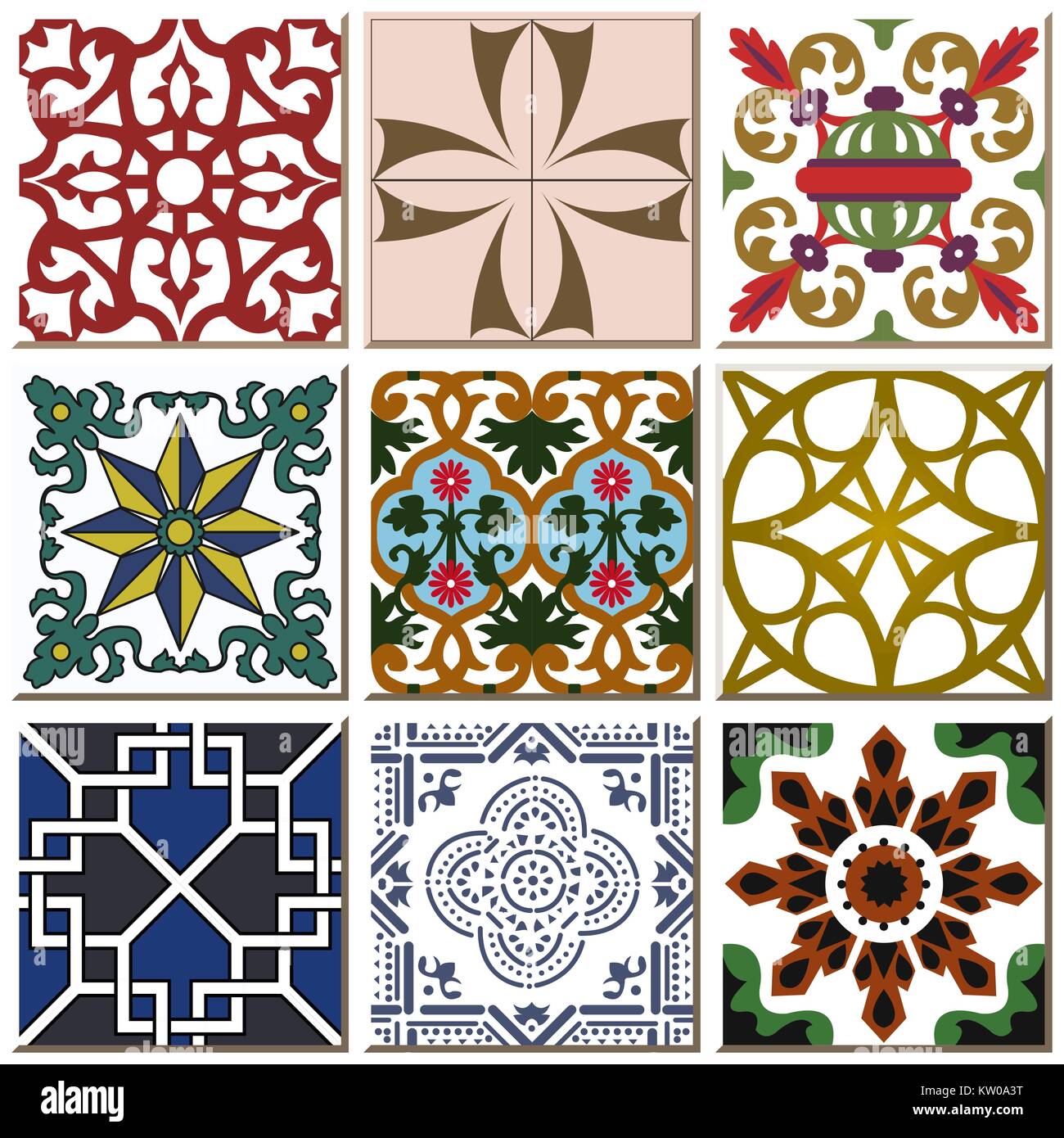 Lisbon antique retro ceramic tile pattern combo collection set Stock ...