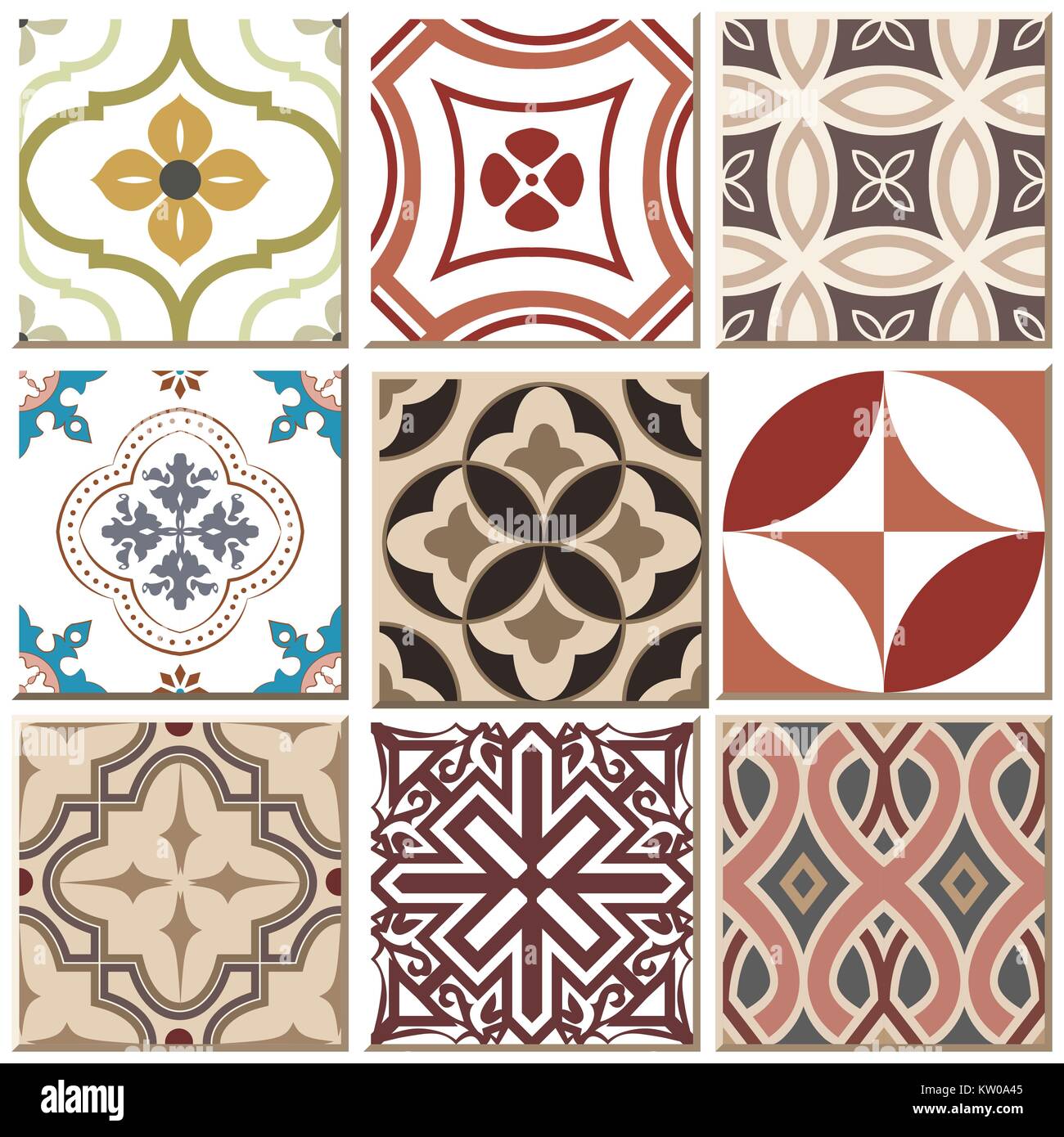 Lisbon antique retro ceramic tile pattern combo collection set Stock ...