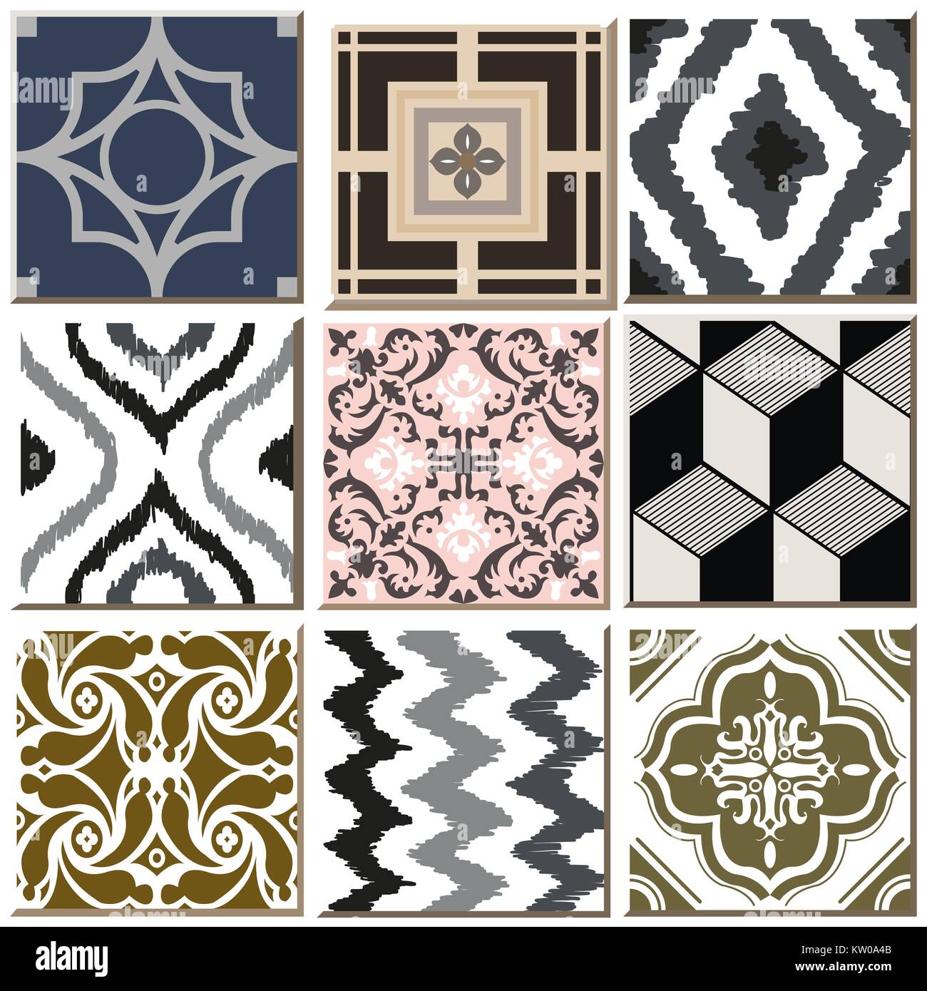 Ceramic tile pattern combo Stock Vector Images - Alamy