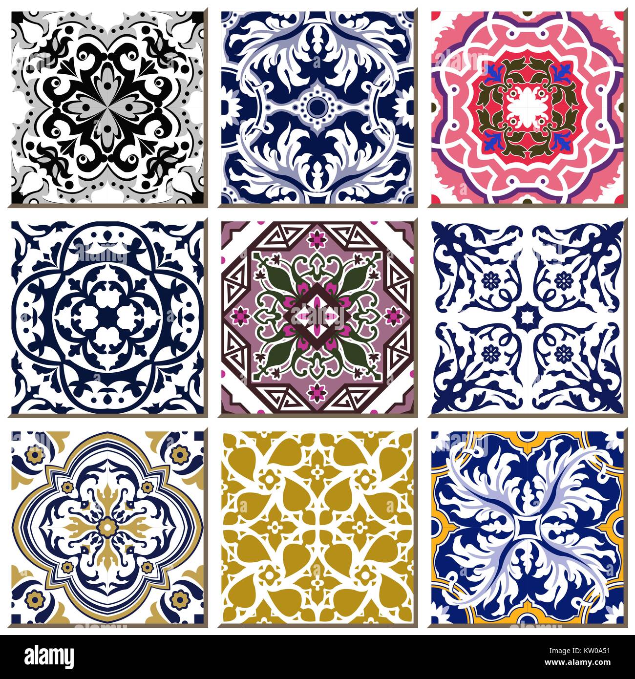 Lisbon antique retro ceramic tile pattern combo collection set Stock ...