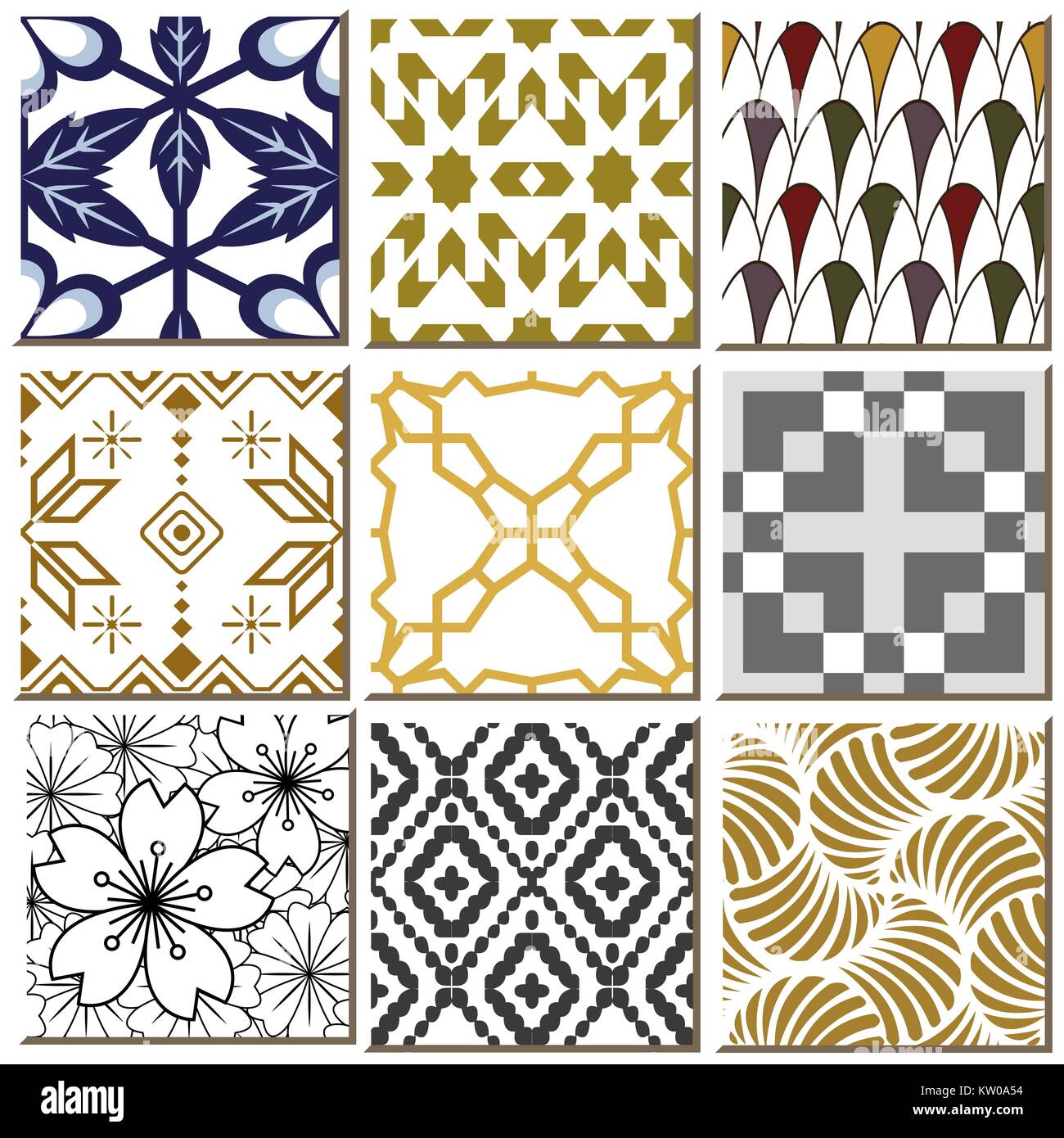 Lisbon antique retro ceramic tile pattern combo collection set Stock ...