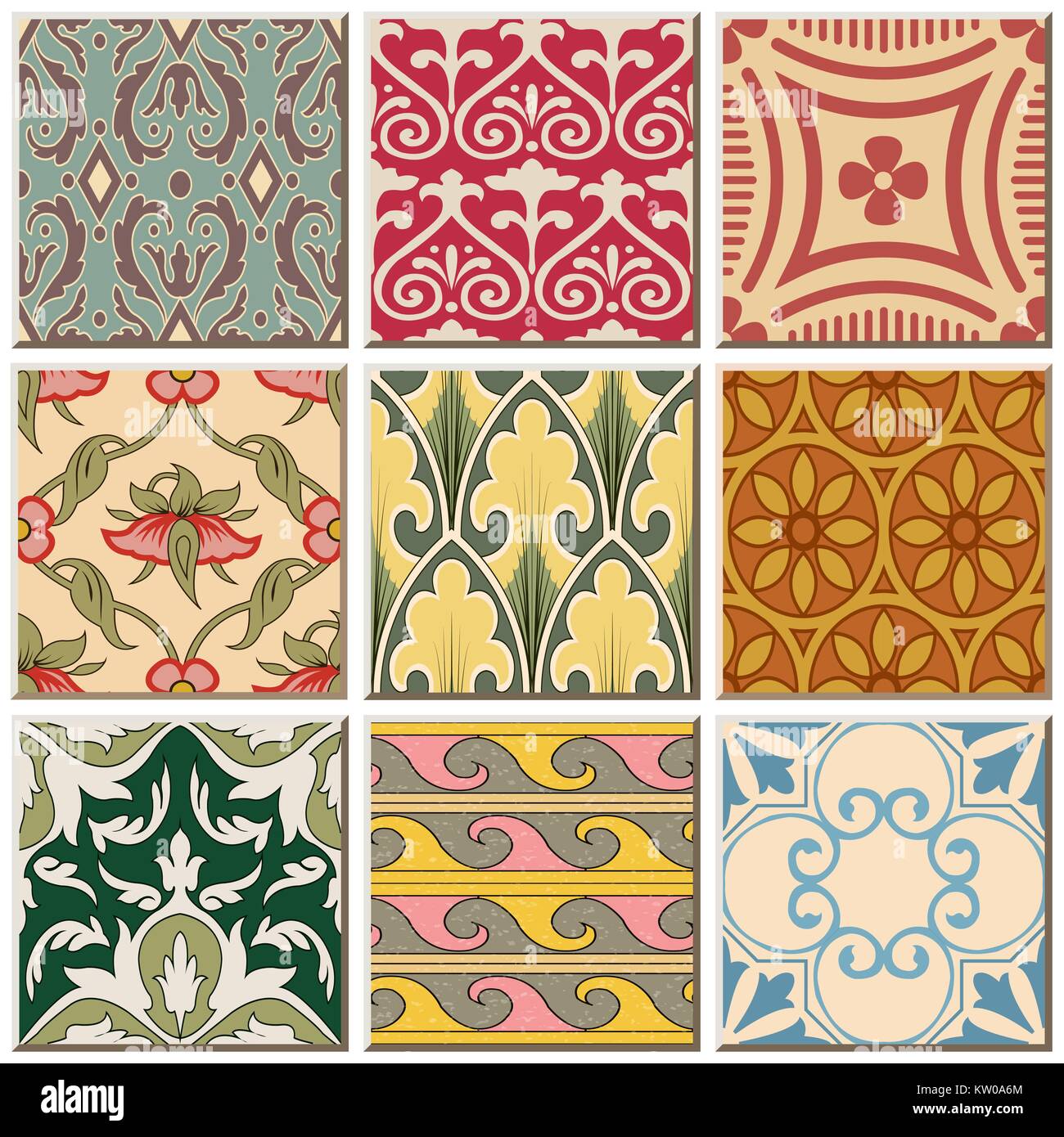 Lisbon antique retro ceramic tile pattern combo collection set Stock ...